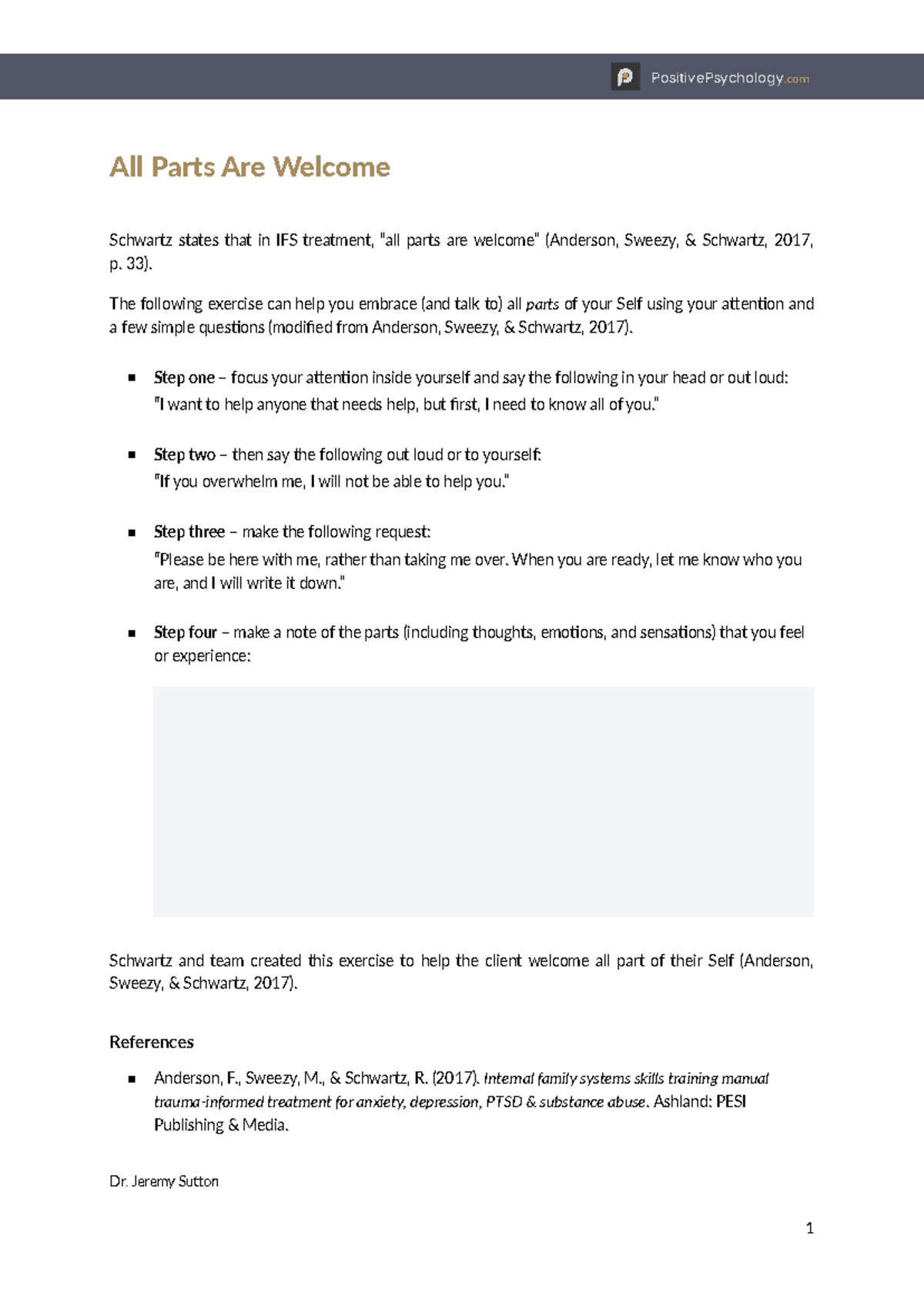 All Parts Are Welcome - IFS - PositivePsychology 1 All Parts Are ...