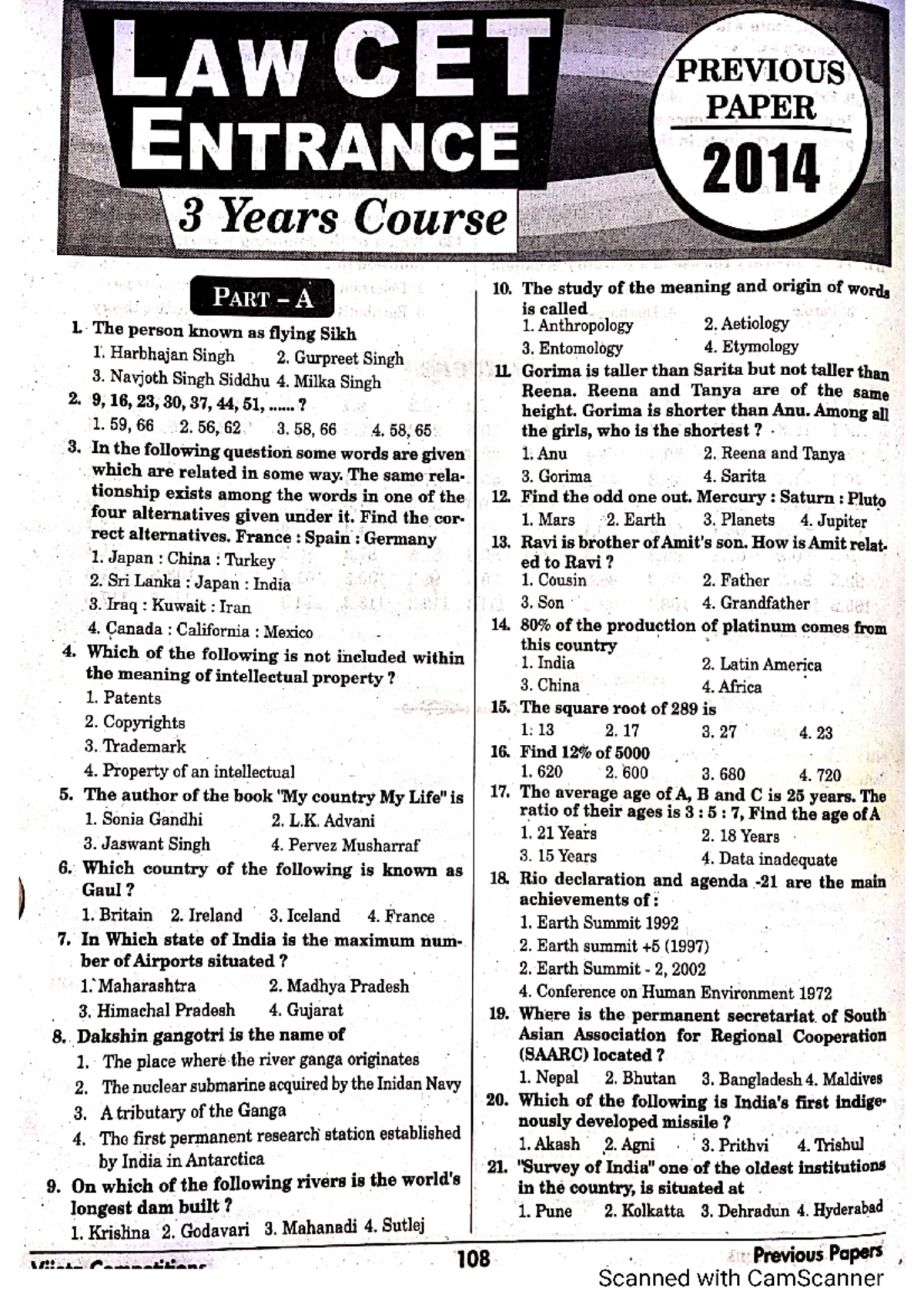 3 years 2014 - Model Papers - Bachelour of Law - Studocu