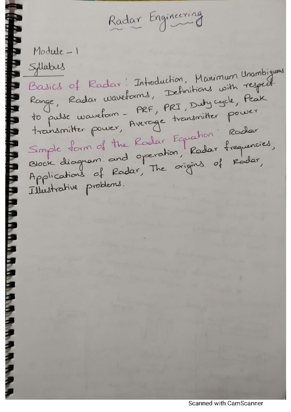 Module 1 notes Radar Engineering - Studocu