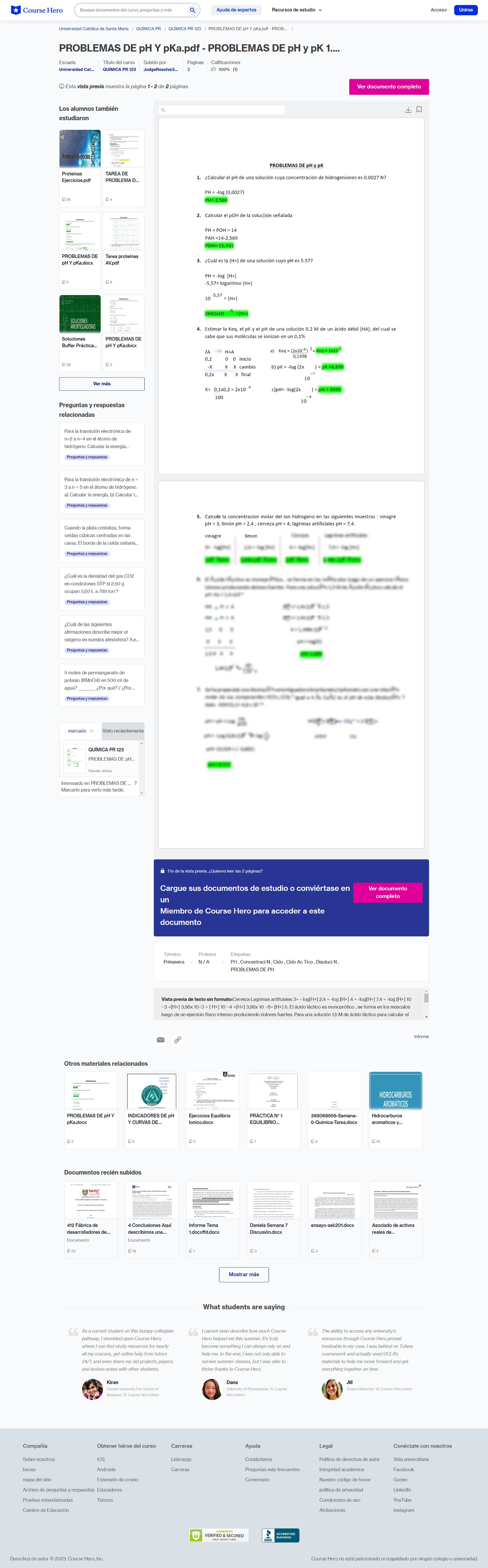 Fire Shot Capture 019 - Problemas DE p H Y p Ka.pdf - Problemas DE p H y p K 1. ¿Calcular el p H ...