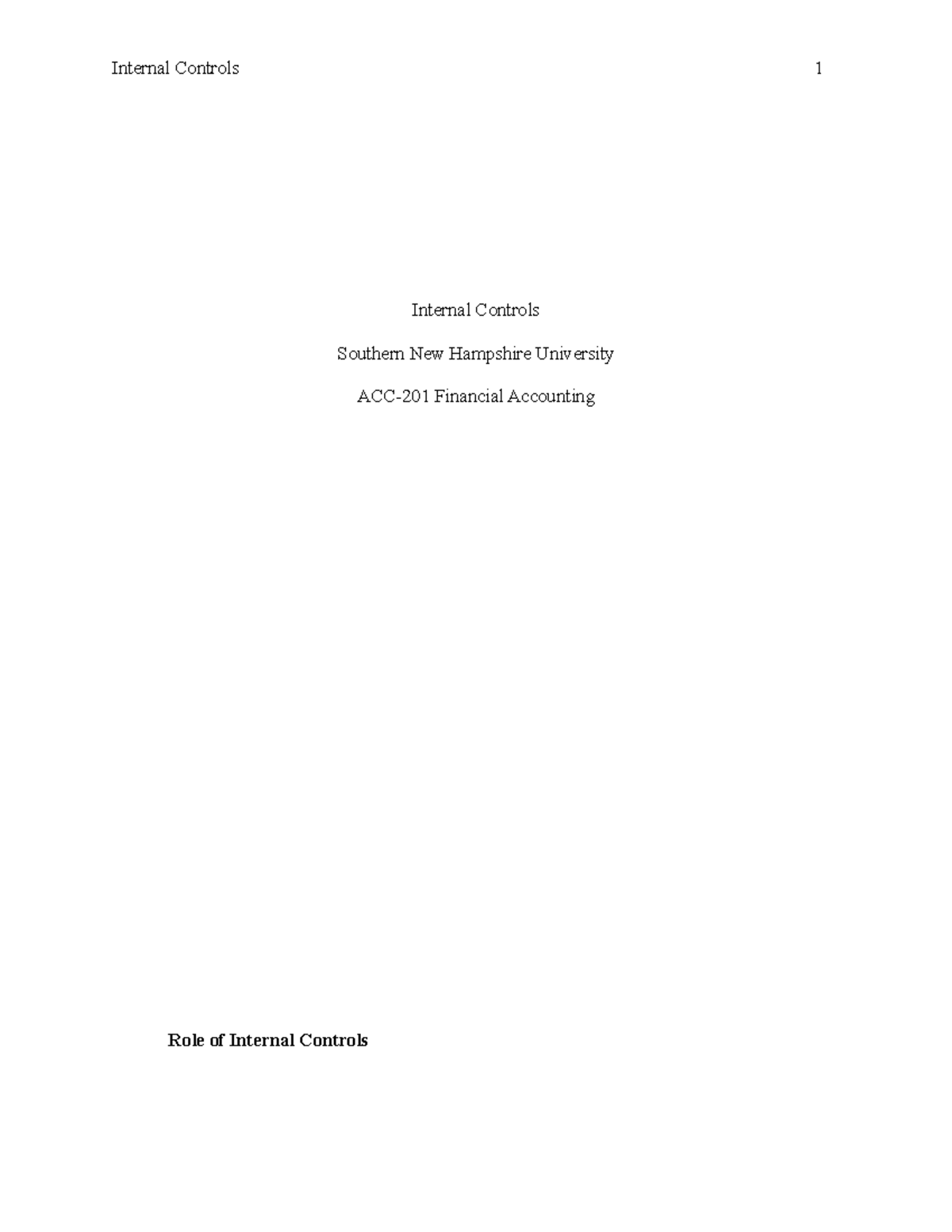 Module 4 Assignment Studco - Internal Controls 1 Internal Controls ...