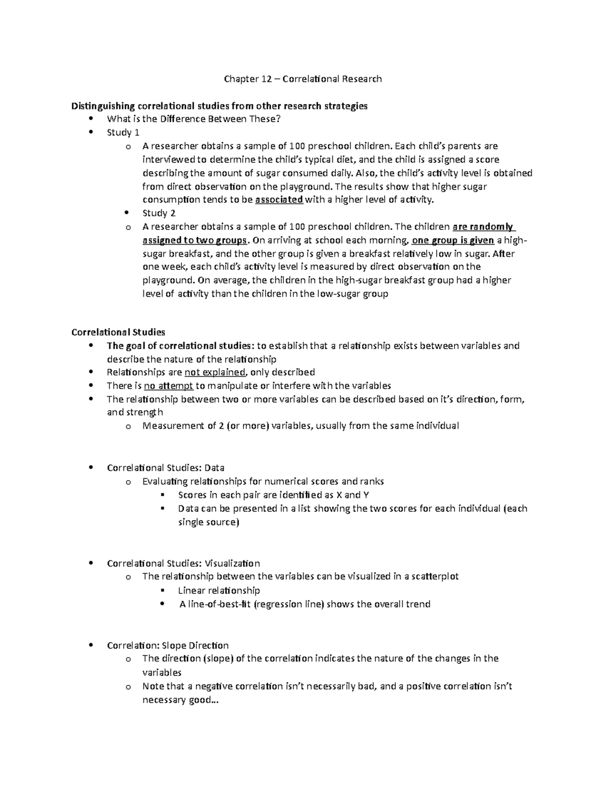 Midterm 1 (Chapter 12 : Correlational Research Notes) - Chapter 12 ...