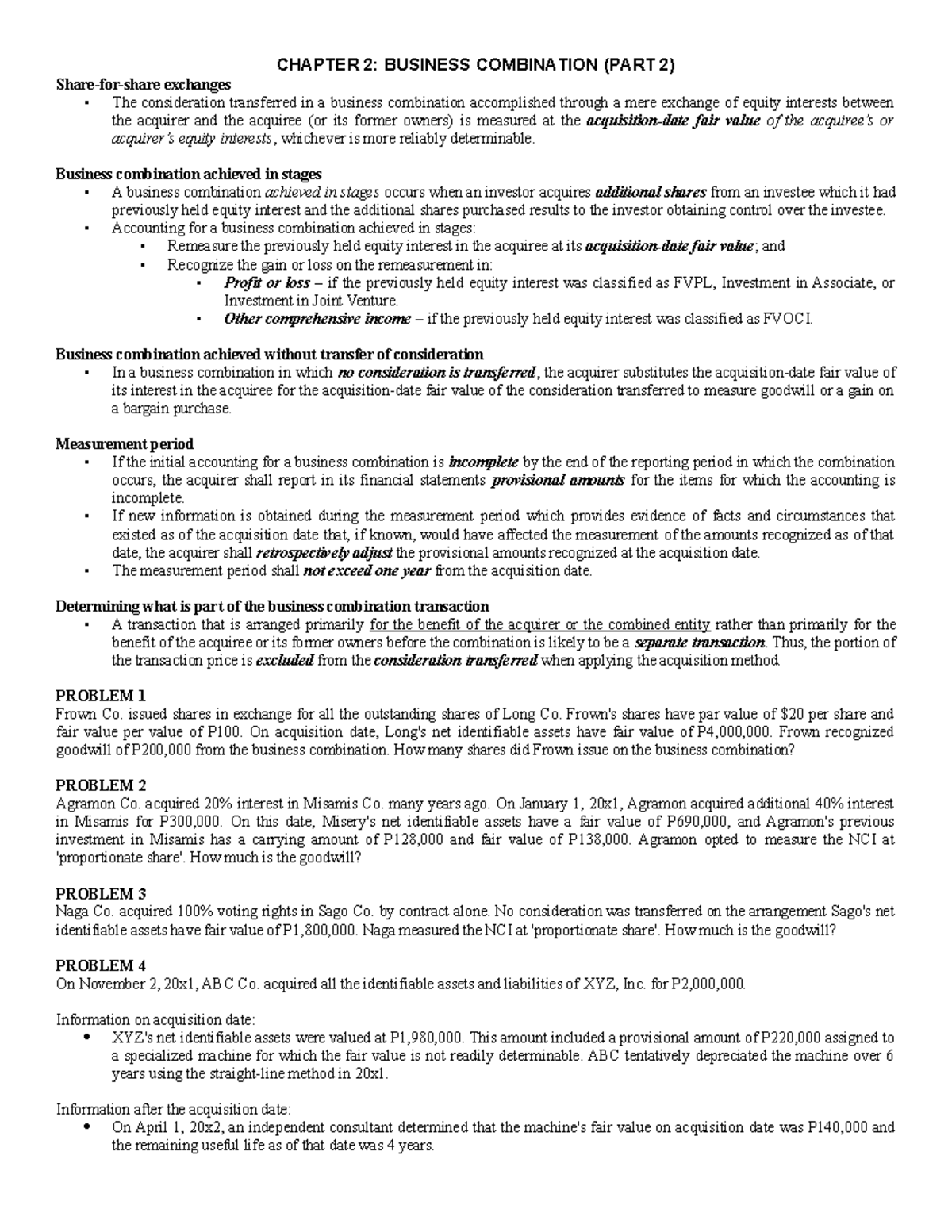 Chapter 2 Business Combination P2 Lecture - CHAPTER 2: BUSINESS ...