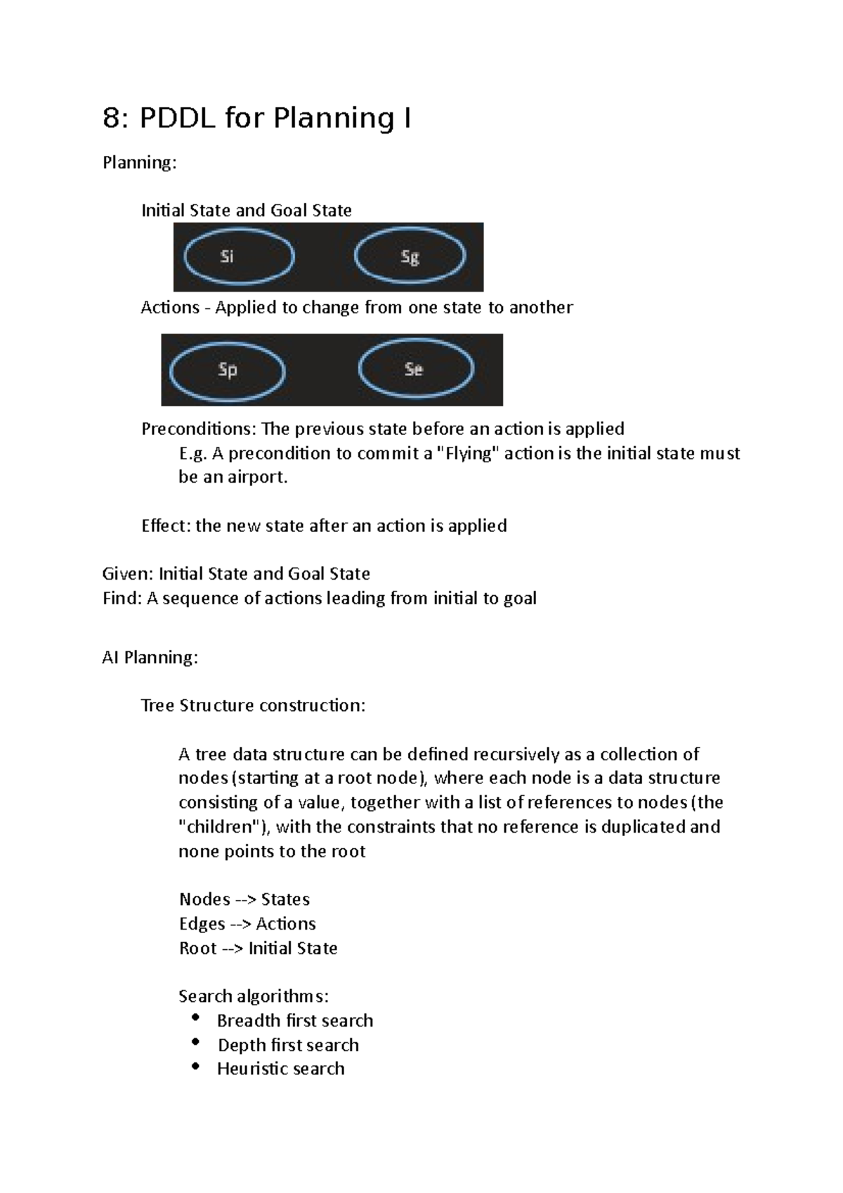 8 PDDL for Planning Part 1 - 8: PDDL for Planning I Planning: Initial ...