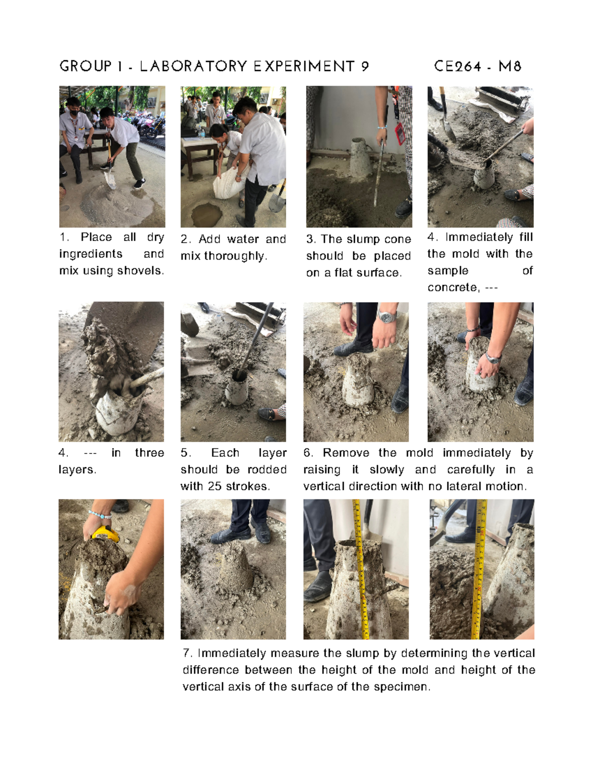 CE264-EXPE9-G1 - cases - GROUP 1 - LABORATORY EXPERIMENT 9 1. Place all ...