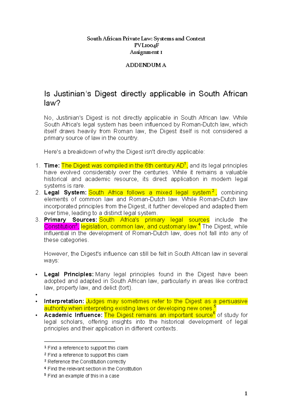 Addendum A - South African Private Law: Systems and Context PVL1004F ...