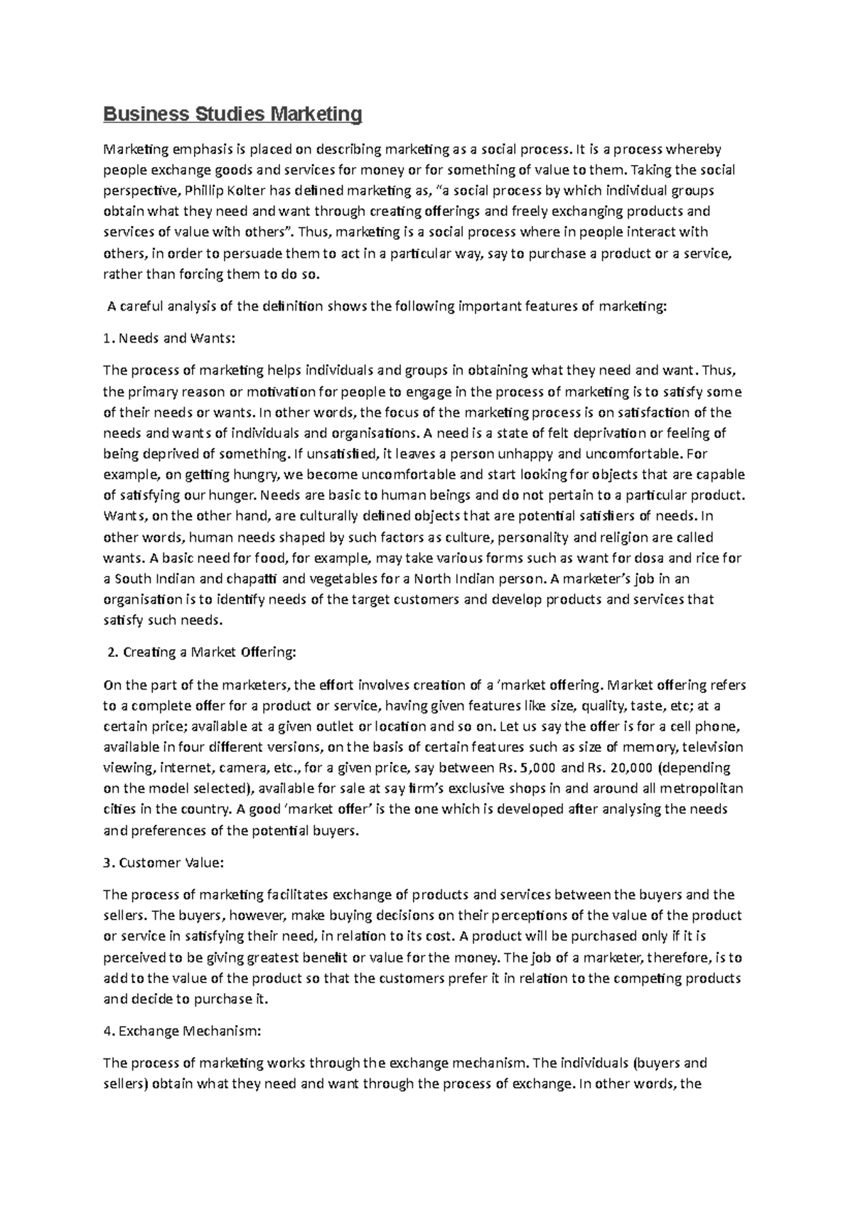 Business Studies - Marketing - Business Studies Marketing Marketing ...