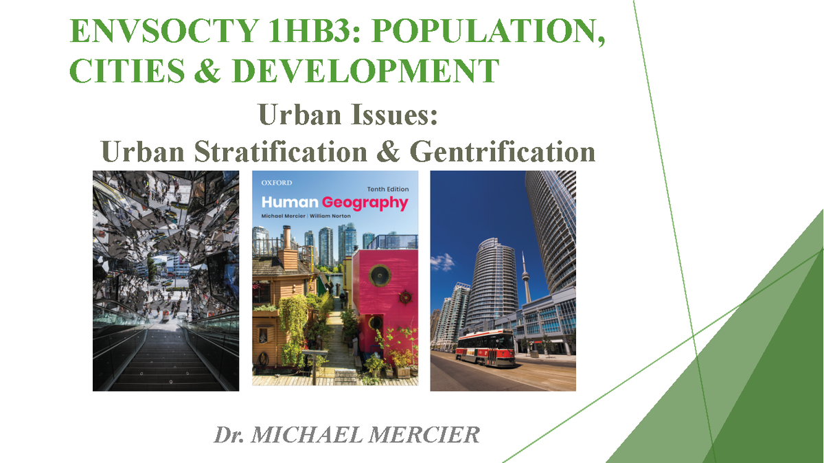 Lec 17 - Cities & Urbanization IV - Urban Issues - Stratification ...