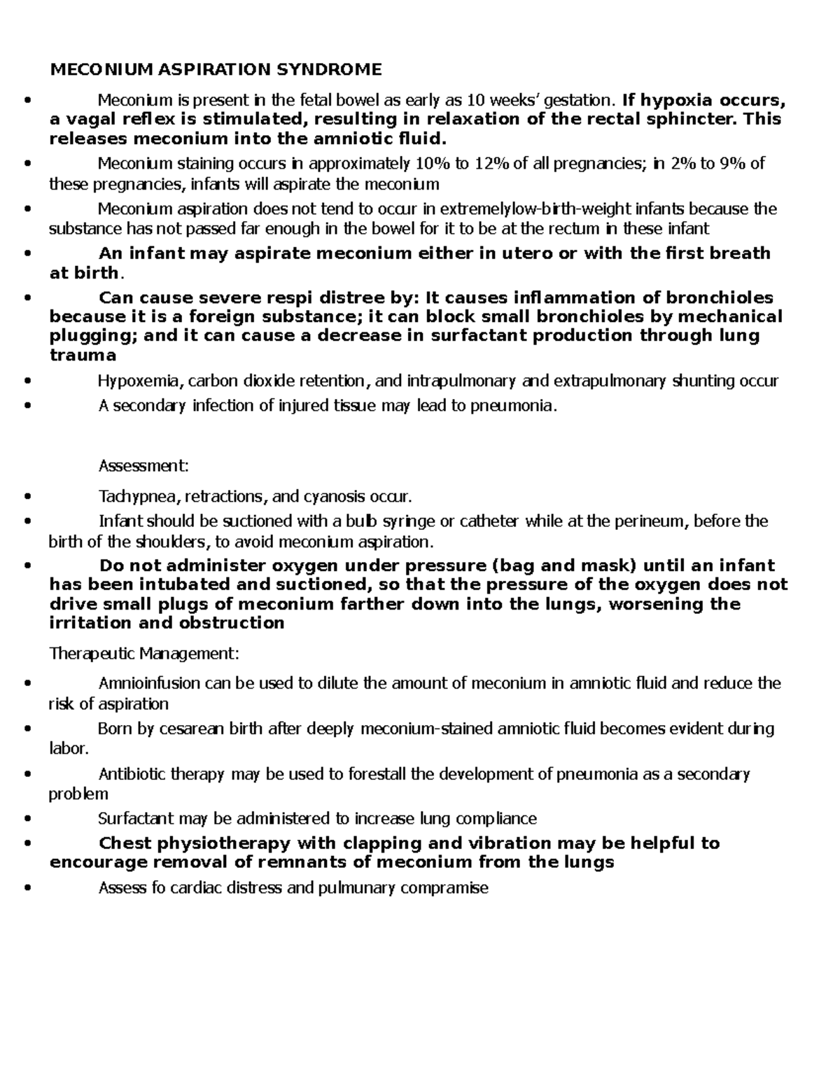 Meconium Aspiration Syndrome - MECONIUM ASPIRATION SYNDROME Meconium is ...