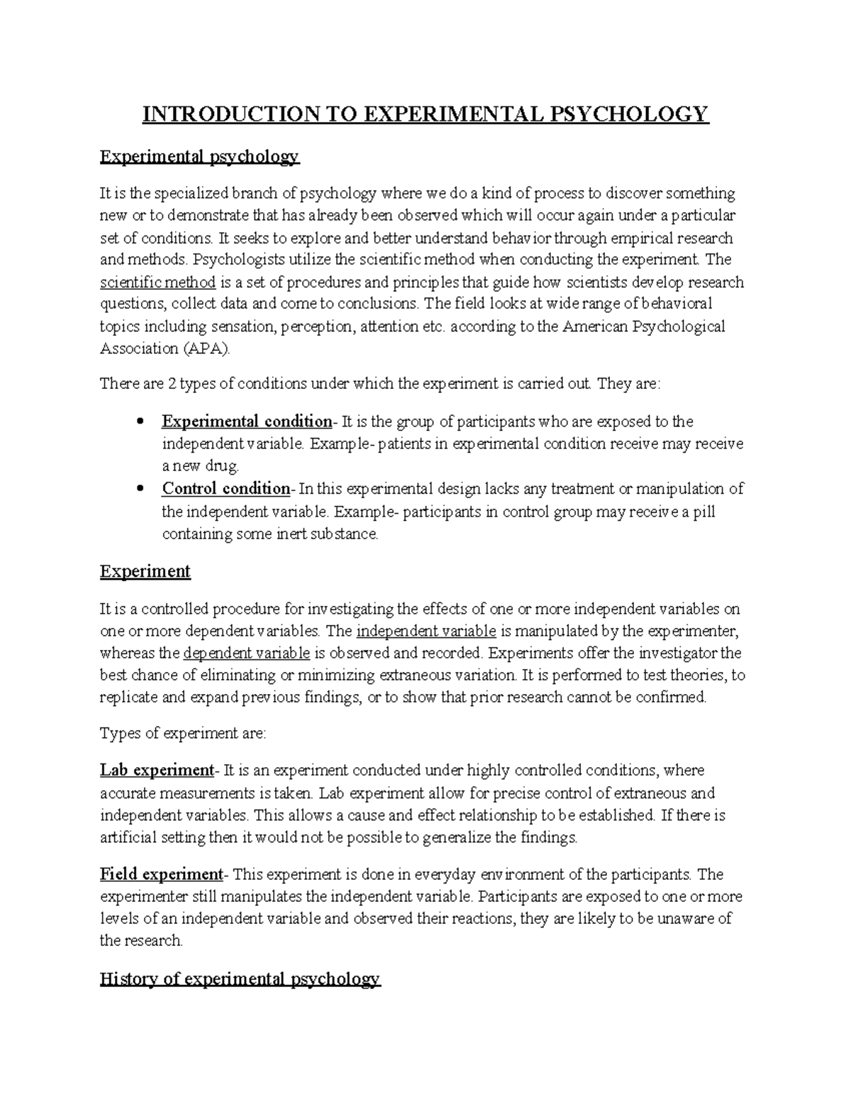 Introduction to experimental psychology - INTRODUCTION TO EXPERIMENTAL ...