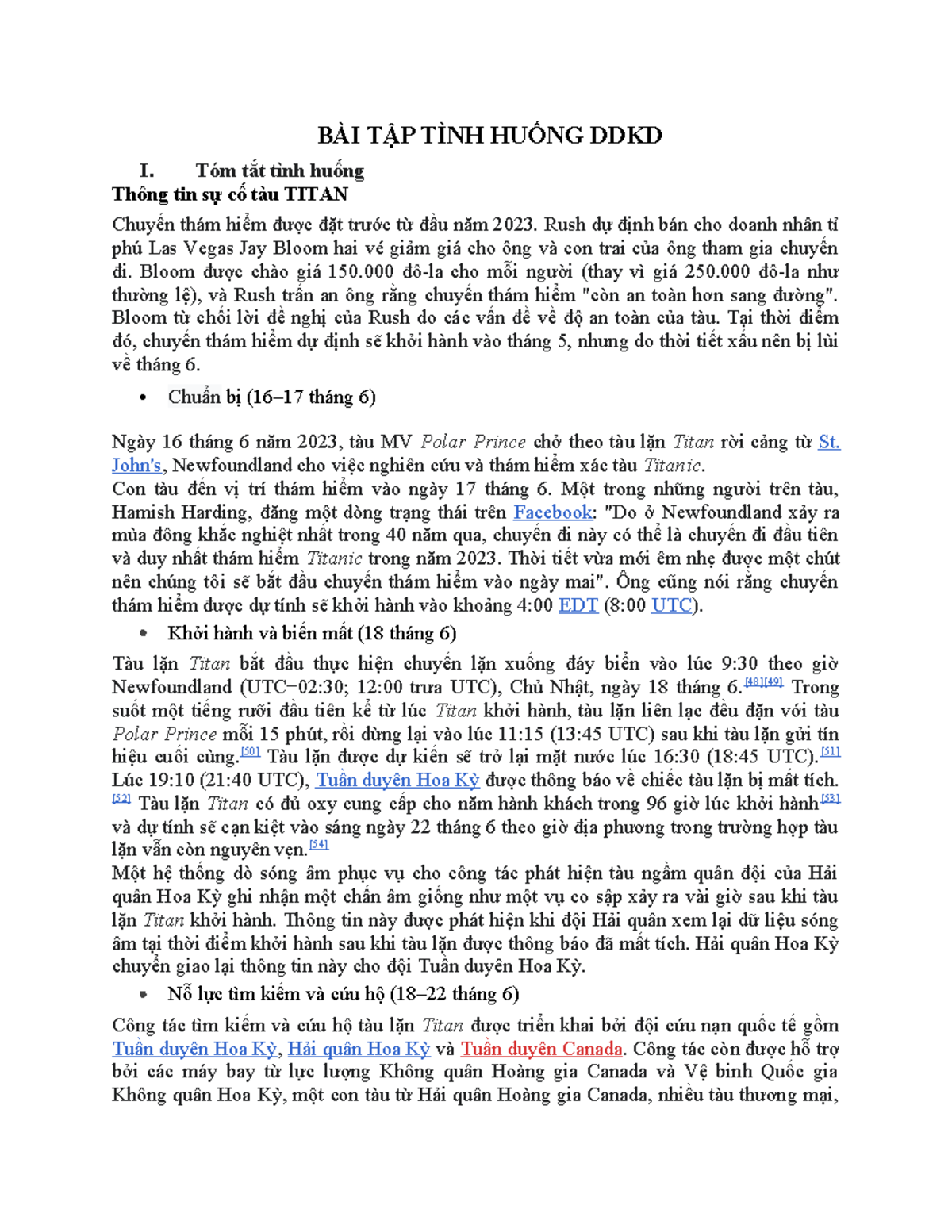 BÀI TẬP TÌNH HUỐNG DDKD - BÀI TẬP TÌNH HUỐNG DDKD I. Tóm tắt tình huống ...
