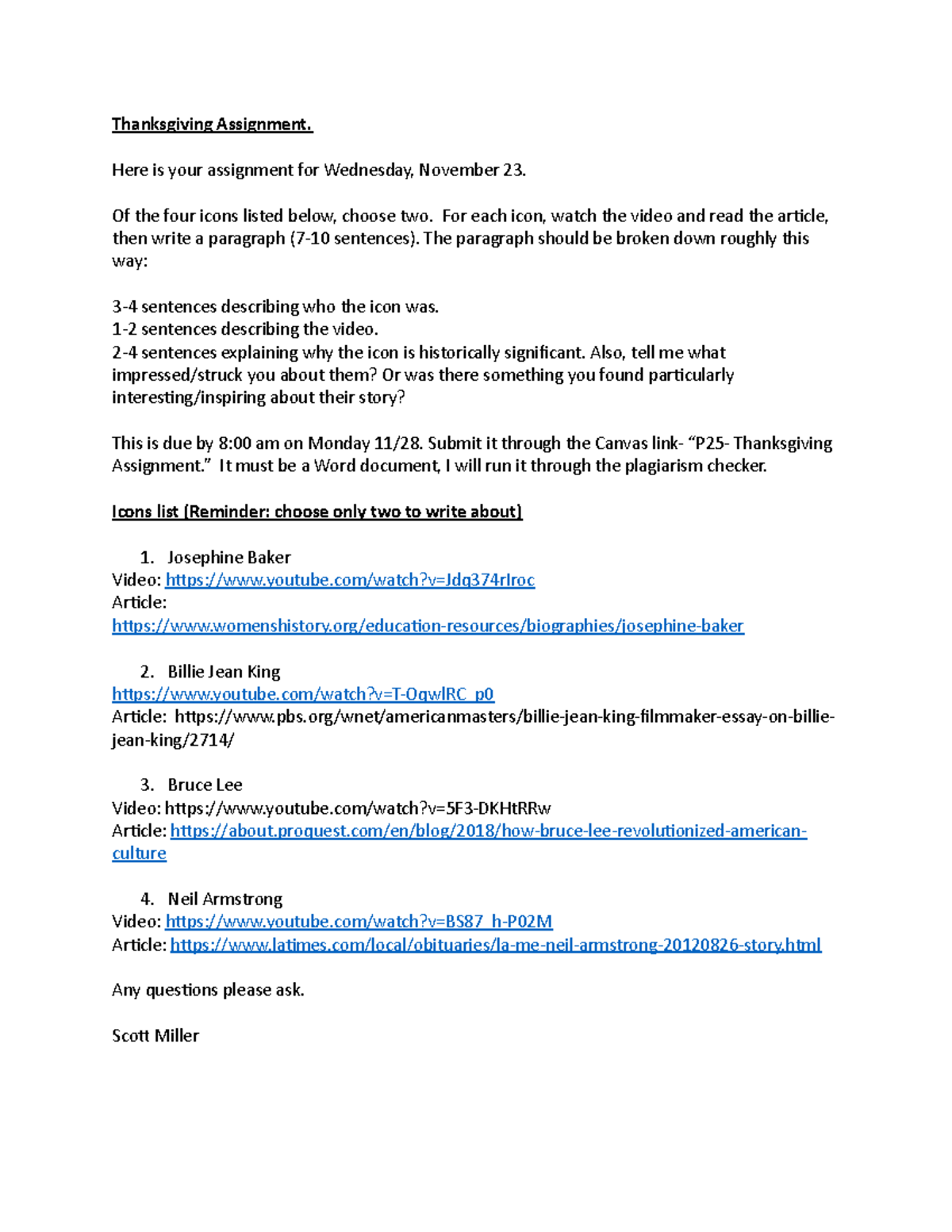 Thanksgiving Assignment - Here is your assignment for Wednesday ...