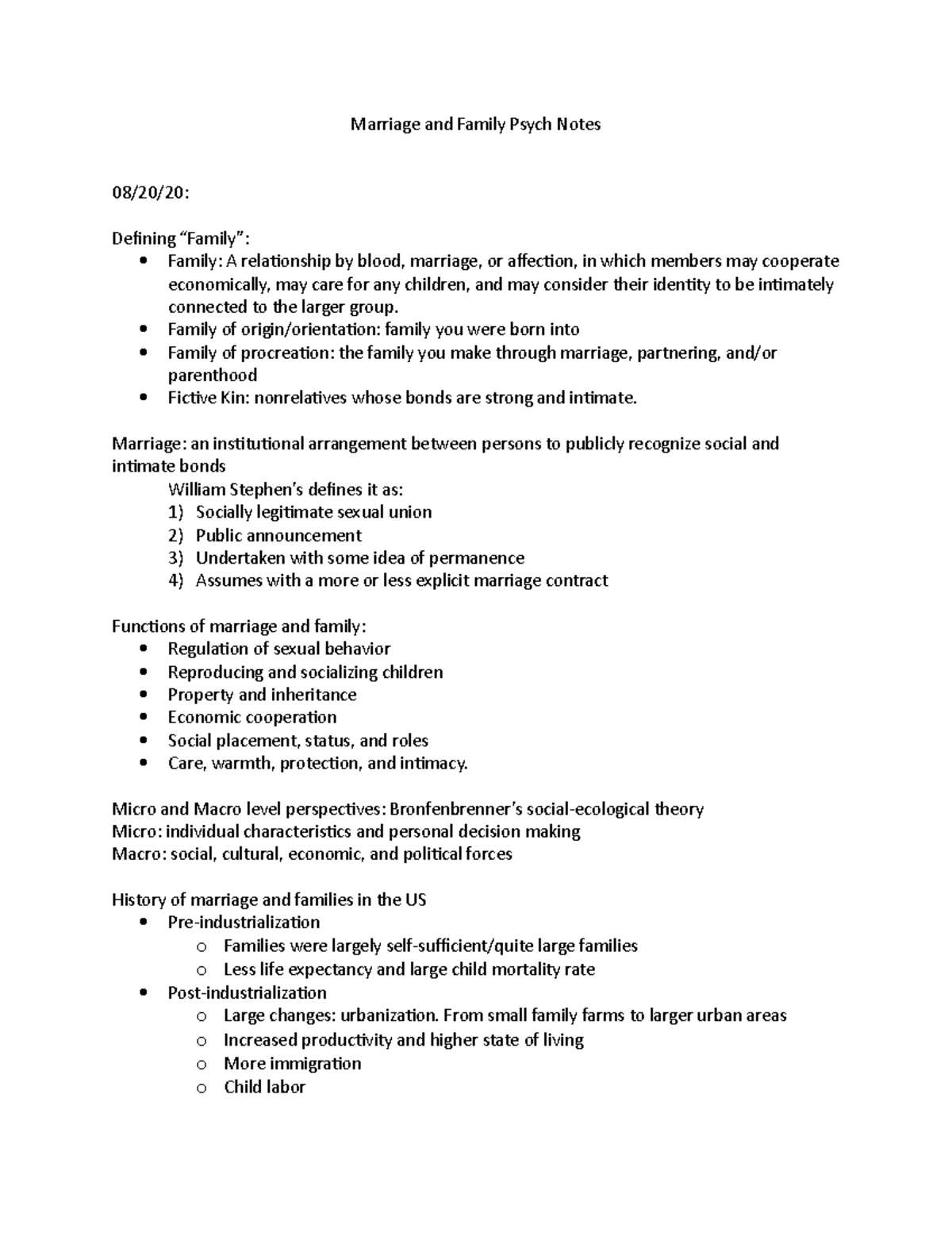 Marriage and Family Psych Notes - Marriage and Family Psych Notes 08/20 ...
