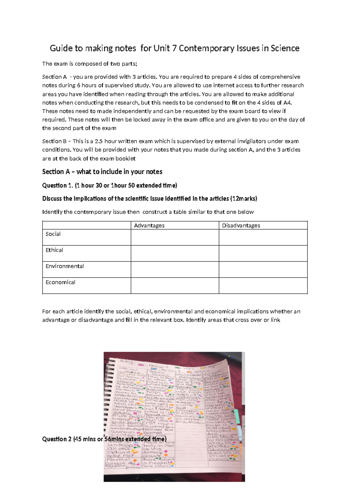 Guide to making notes for Unit 7 Contemporary Issues in Science - You ...