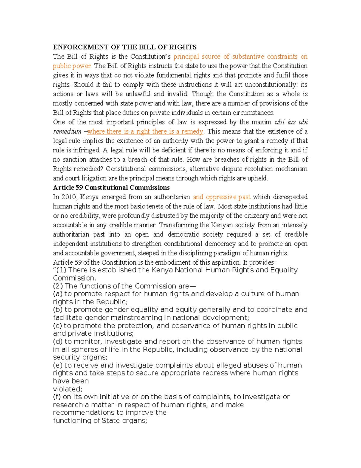 6 Enforcement OF THE BILL OF Rights-3 - ENFORCEMENT OF THE BILL OF ...