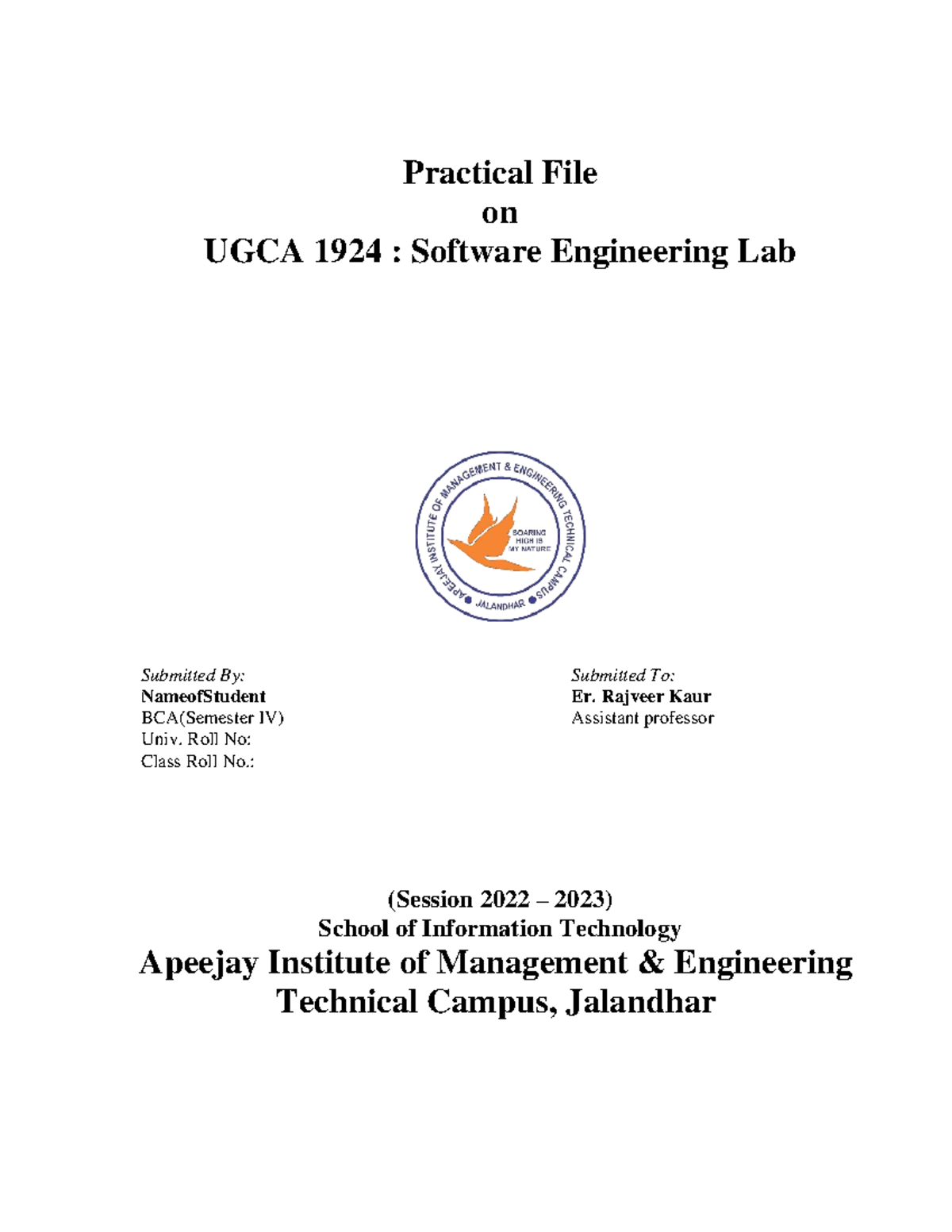 UGCA 1924 University Roll No(Class Roll No) Contents - Practical File on UGCA 1924 : Software ...