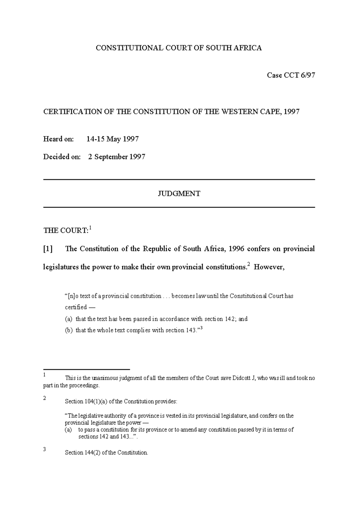 Re Certification of The Constitution of RSA - CONSTITUTIONAL COURT OF ...