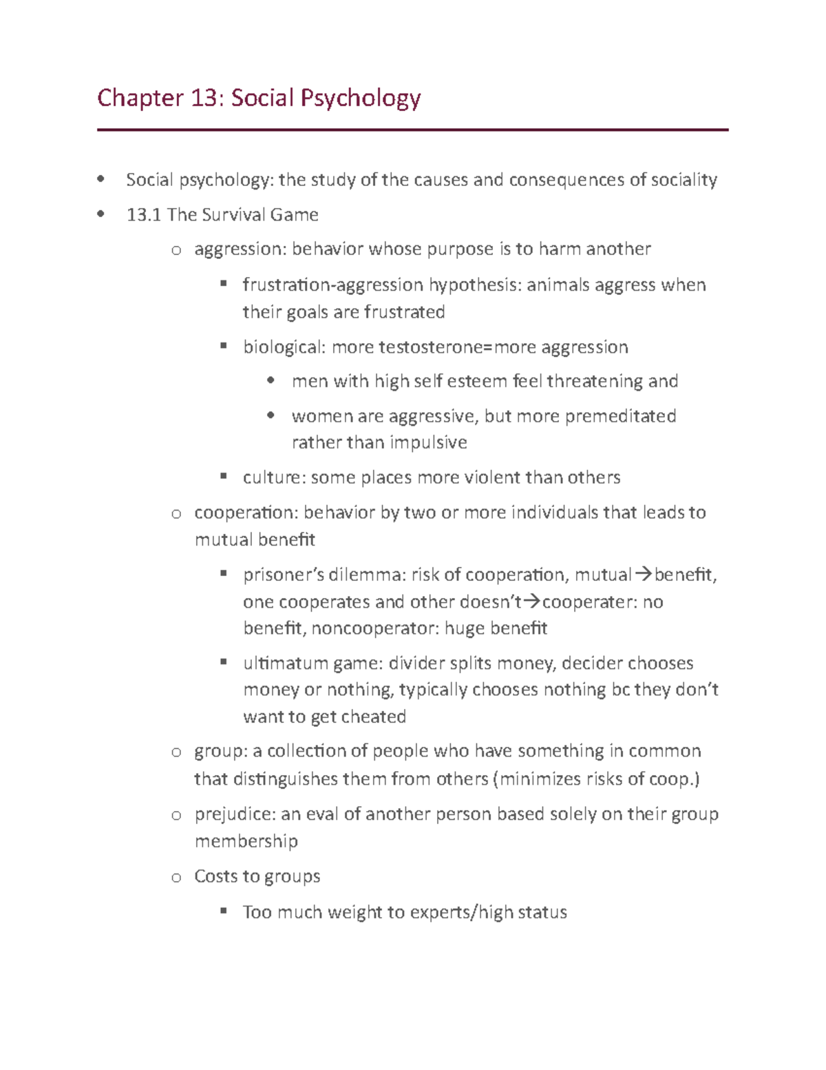 Chapter 13 - Chapter 13: Social Psychology Social psychology: the study ...