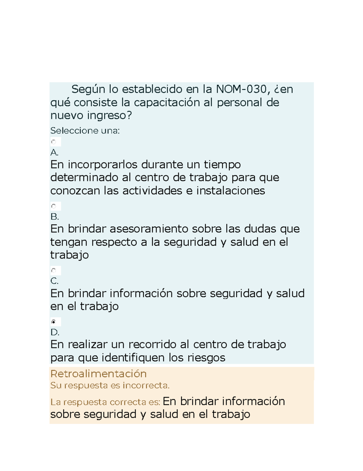 Respuestas NOM 30 Completo - Según lo establecido en la NOM-030, ¿en ...