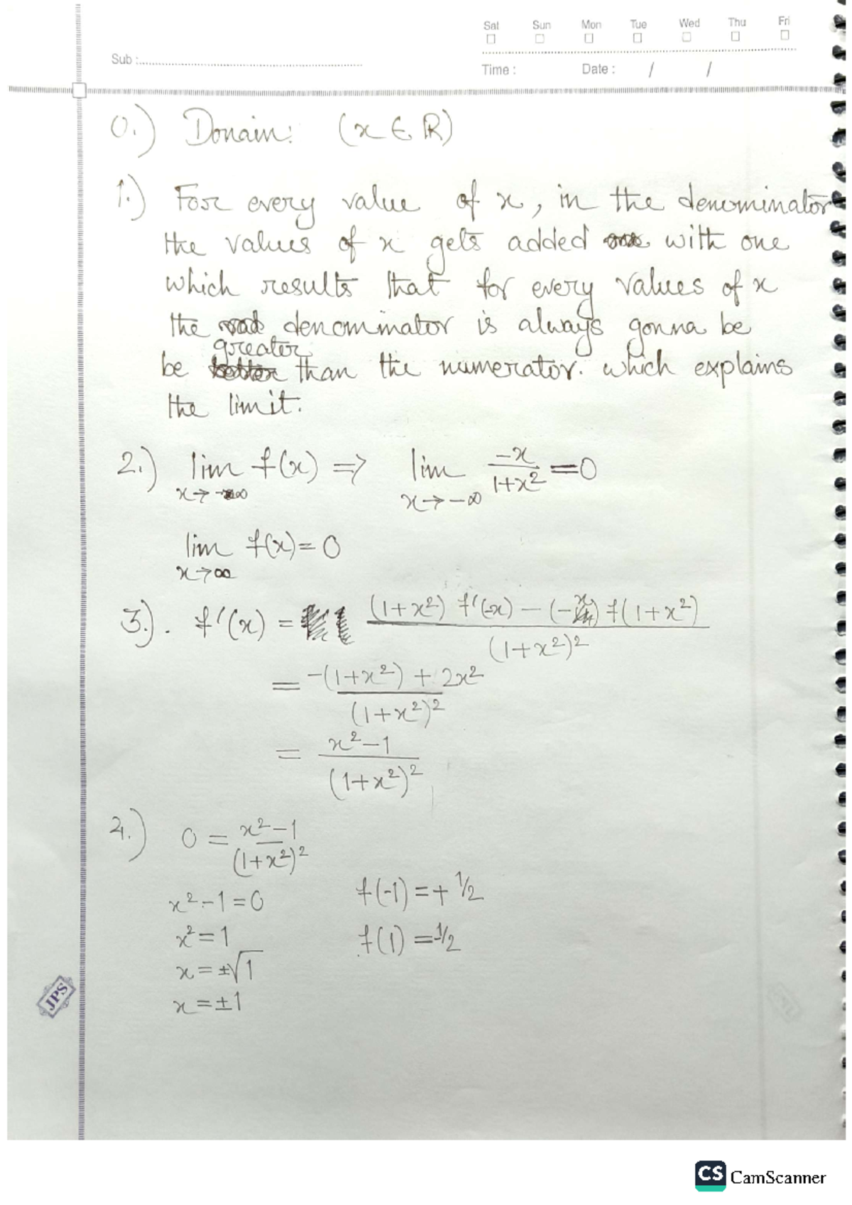 Quiz #6 - MATH 1110H - CamScanner CamScanner - Studocu
