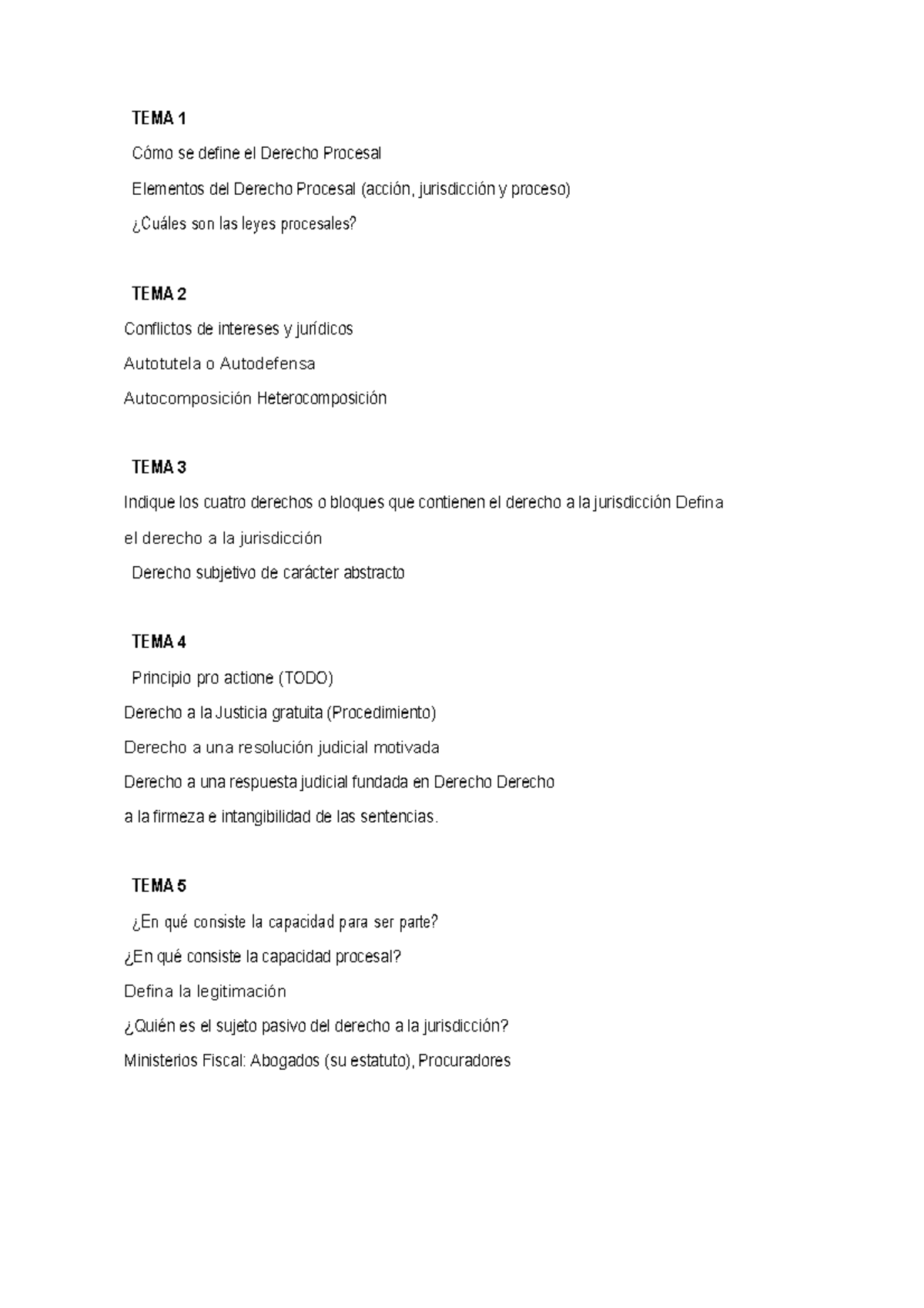 Epigrafes Importantes Procesales WORD - TEMA 1 Cómo se define el ...