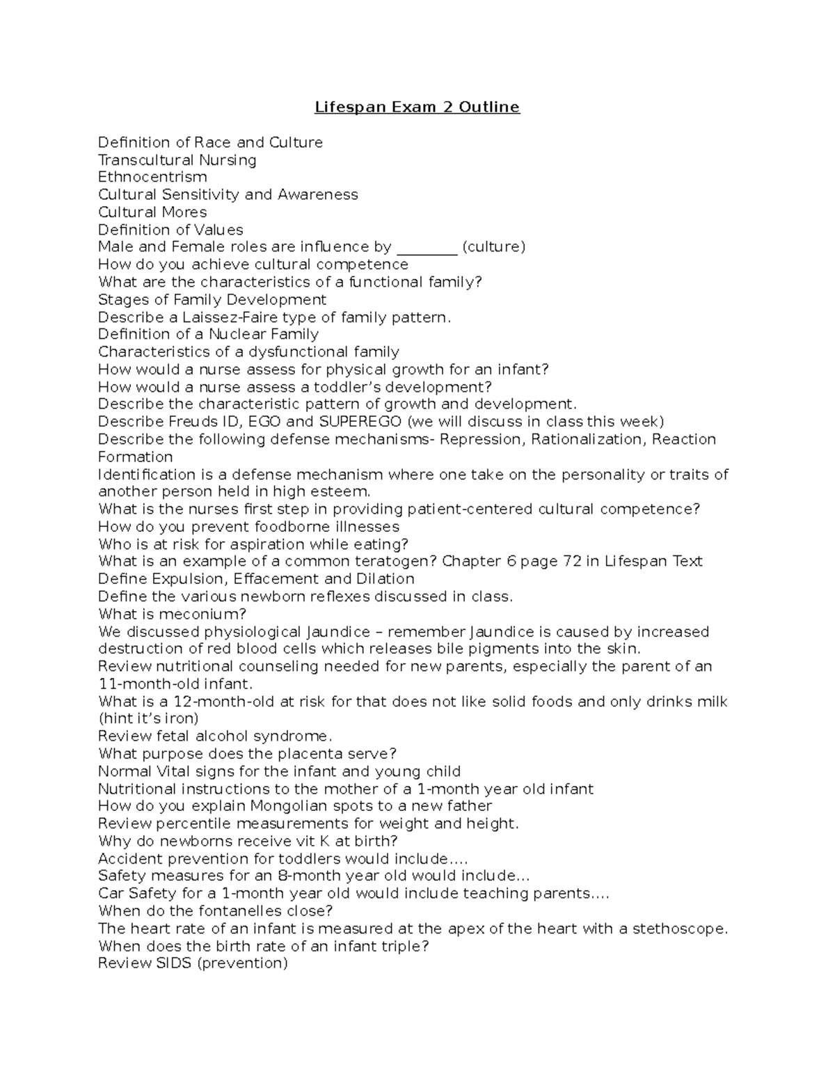 Lifespan Exam 2 Outline - Lifespan Exam 2 Outline Definition of Race ...