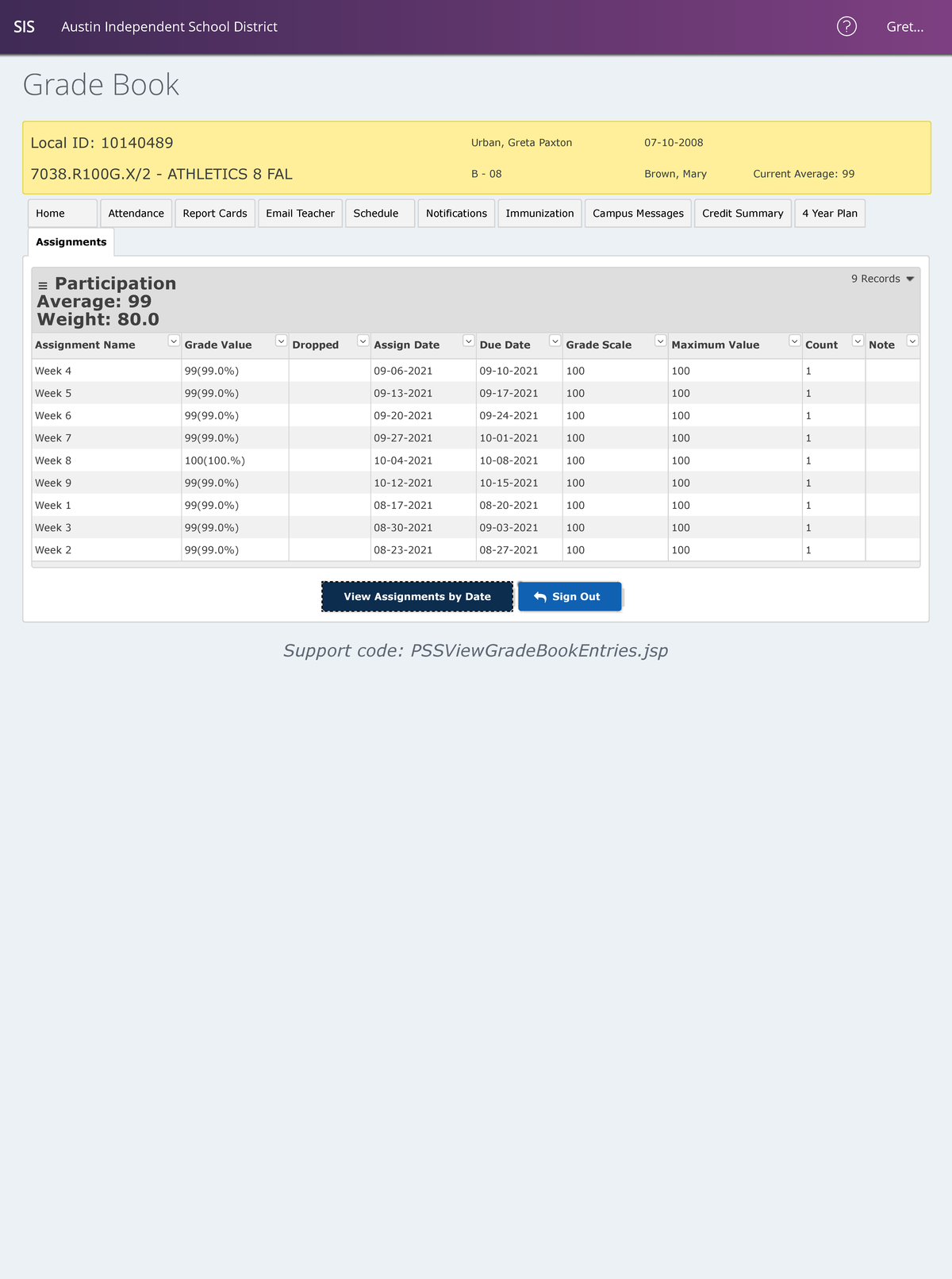 Grade Book - Important assignment - Grade Book Local ID: 10140489 Urban ...