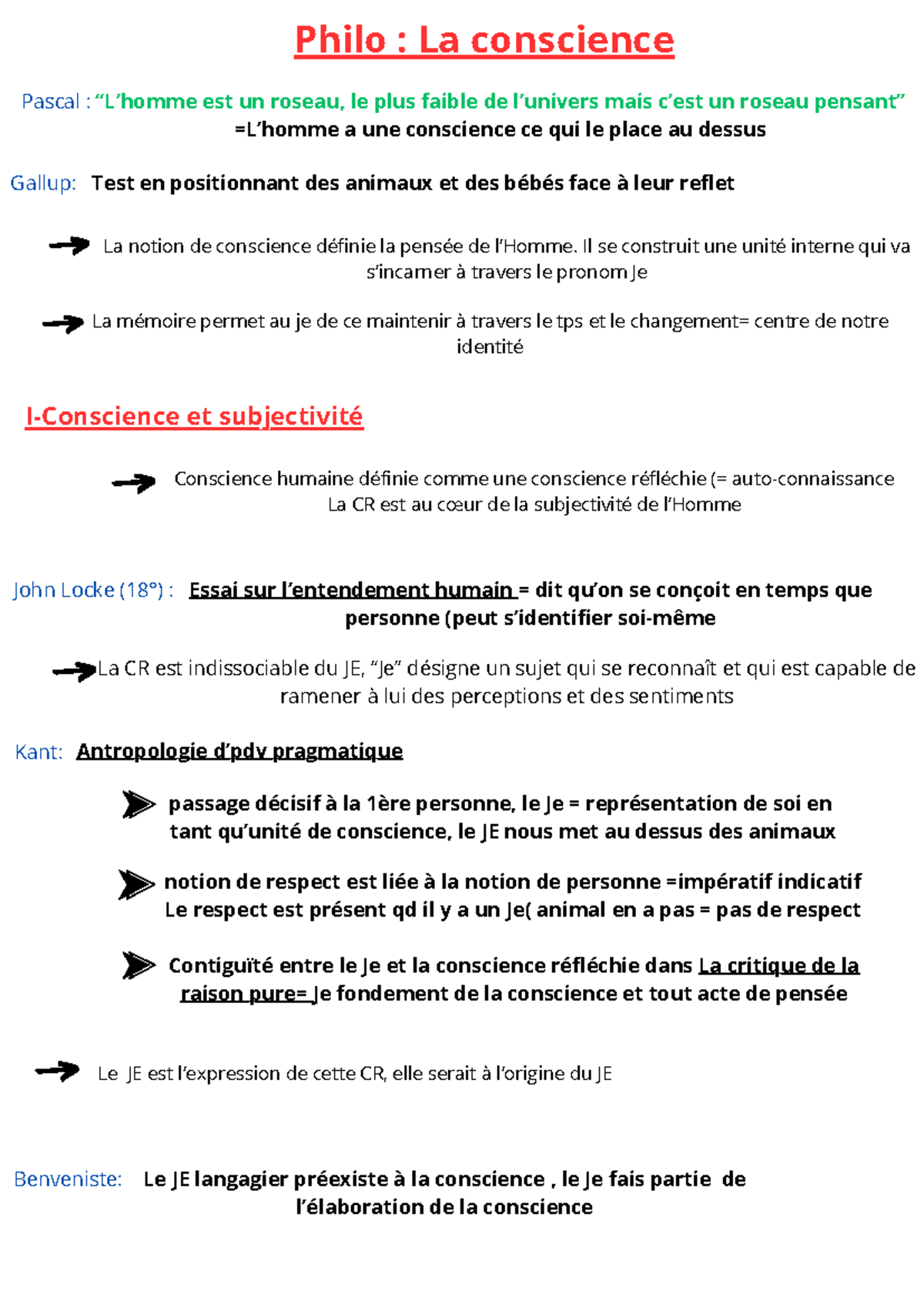 Fiches philo, chap 2- La conscience - John Locke (18°) : Essai sur l’entendement humain = dit qu ...