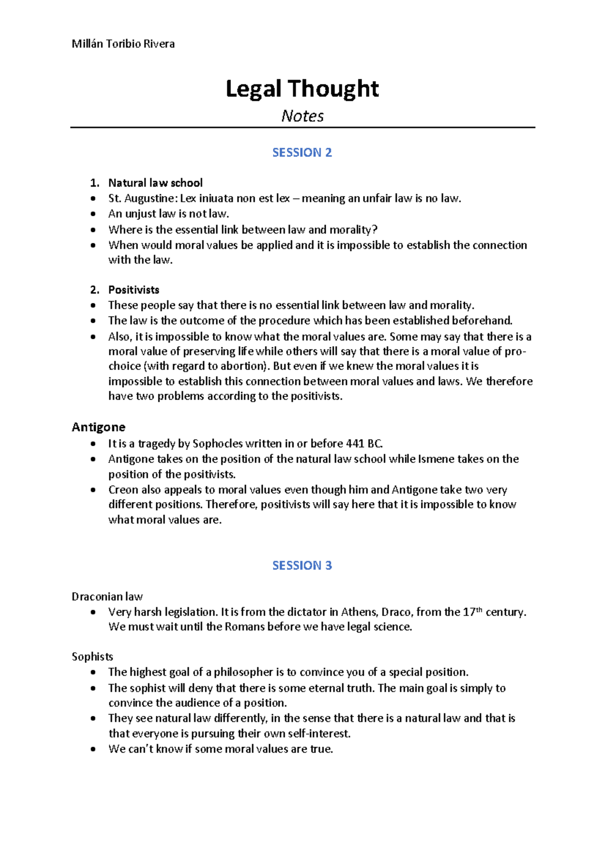 Conflicts and Business Law - Legal Thought Notes SESSION 2 1. Natural ...