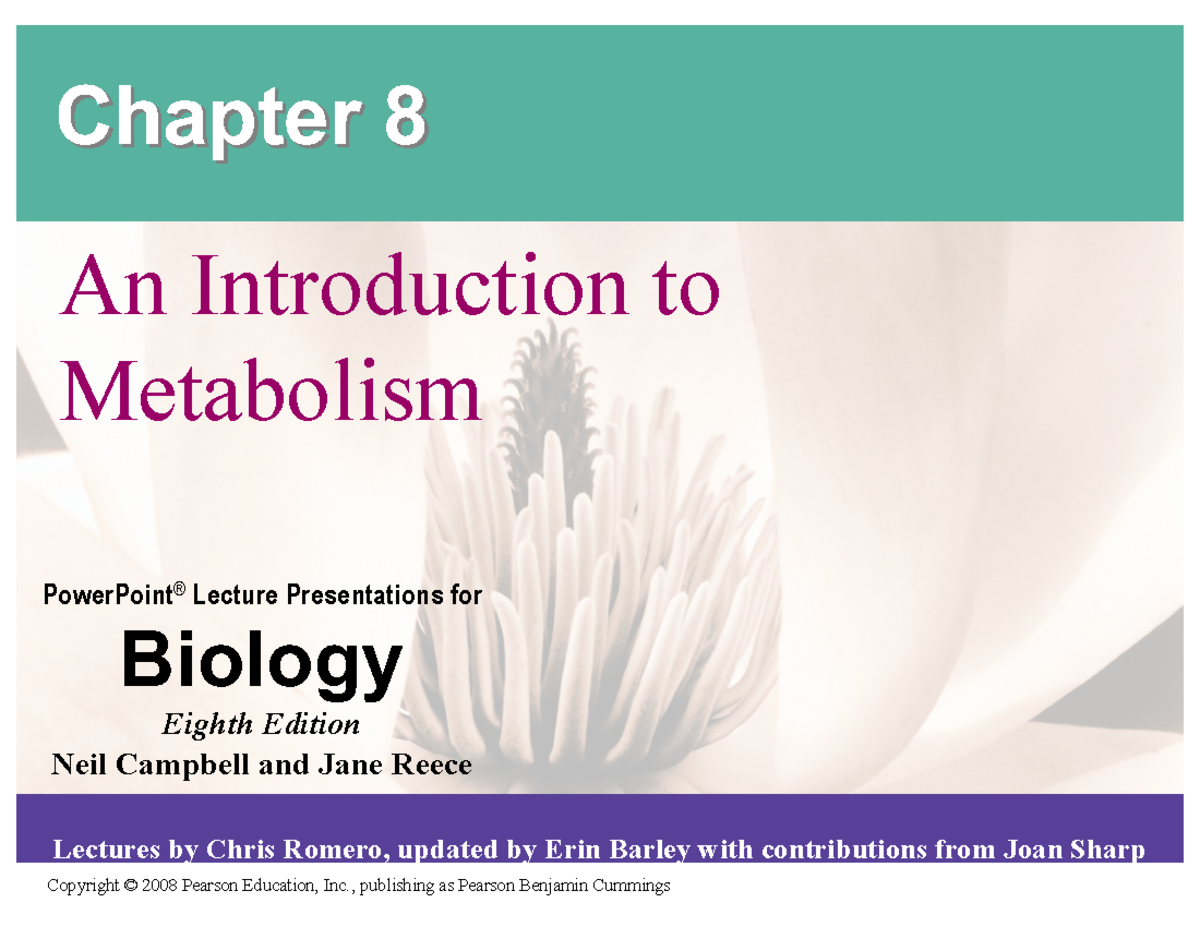 Chapter 8 - chap 8 - PowerPoint ® Lecture Presentations for Biology ...