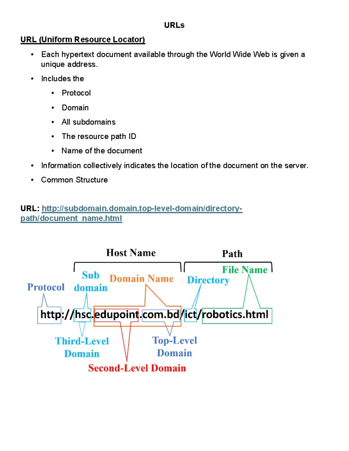 URLs - URLs - C182 - URLs URL (Uniform Resource Locator) Each hypertext ...