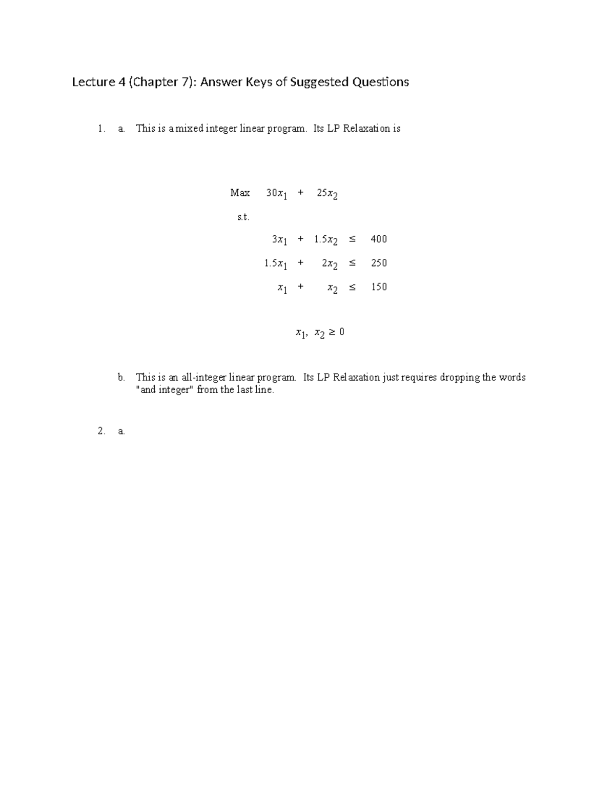Answer Keys Excercise Questions - Lecture 4 (Chapter 7): Answer Keys of ...