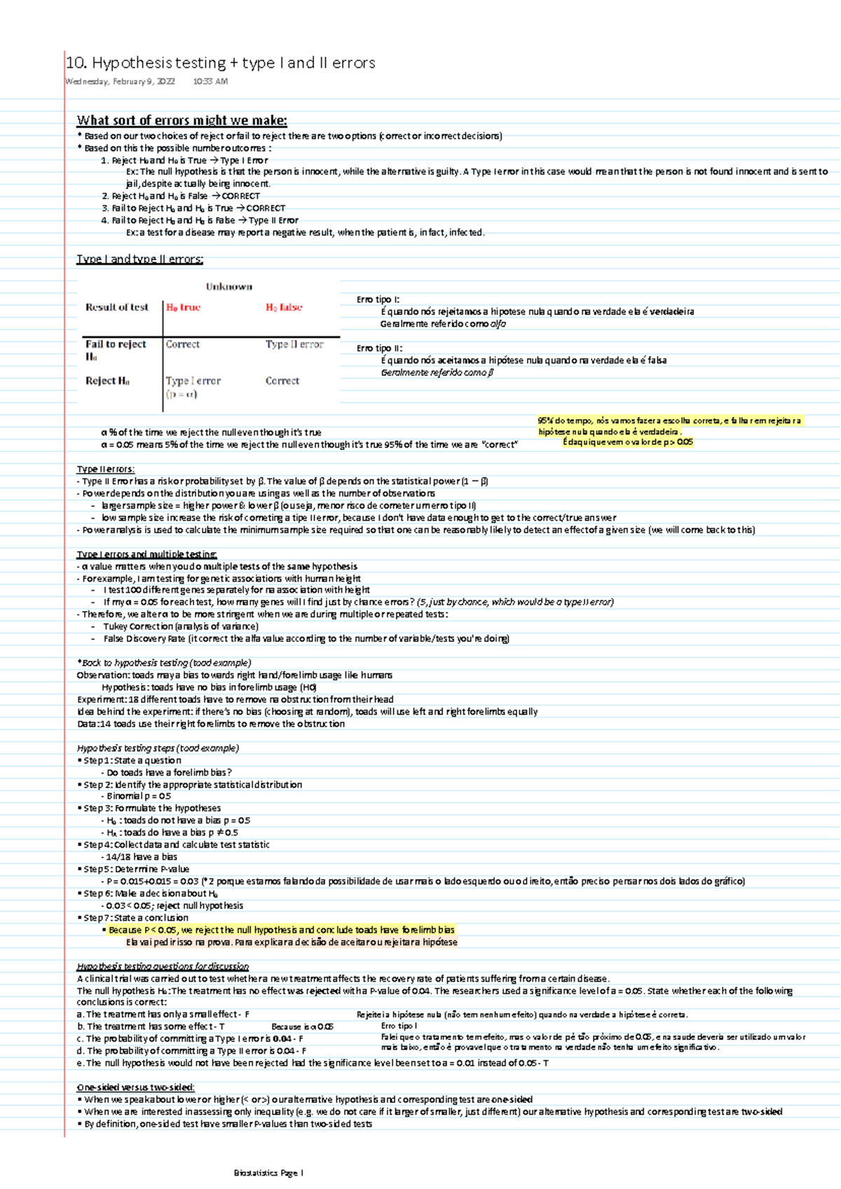 10. Hypothesis testing + type I and II errors - What sort of errors ...