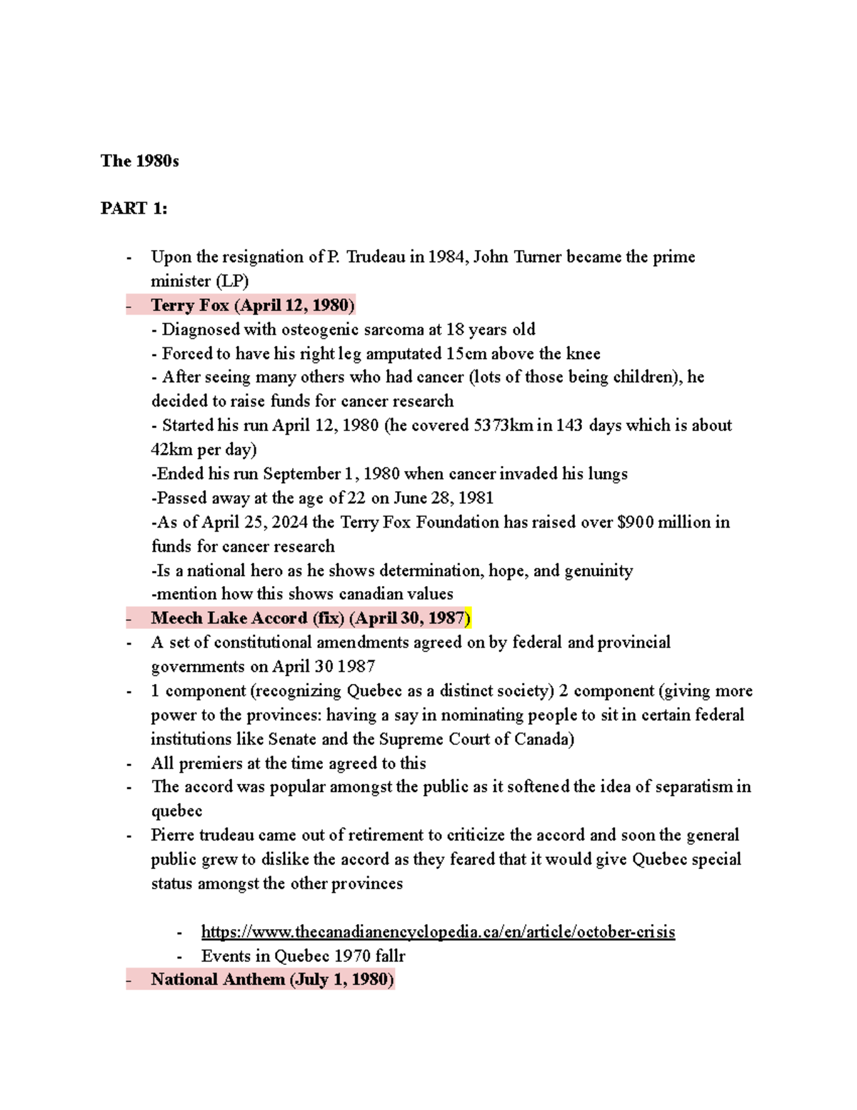 History Decades - The 1980s PART 1: Upon the resignation of P. Trudeau ...