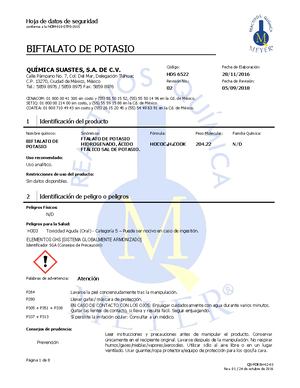 Fenolftaleína (pa) hoja de seguridad Química - conforme a la NOM-018 ...
