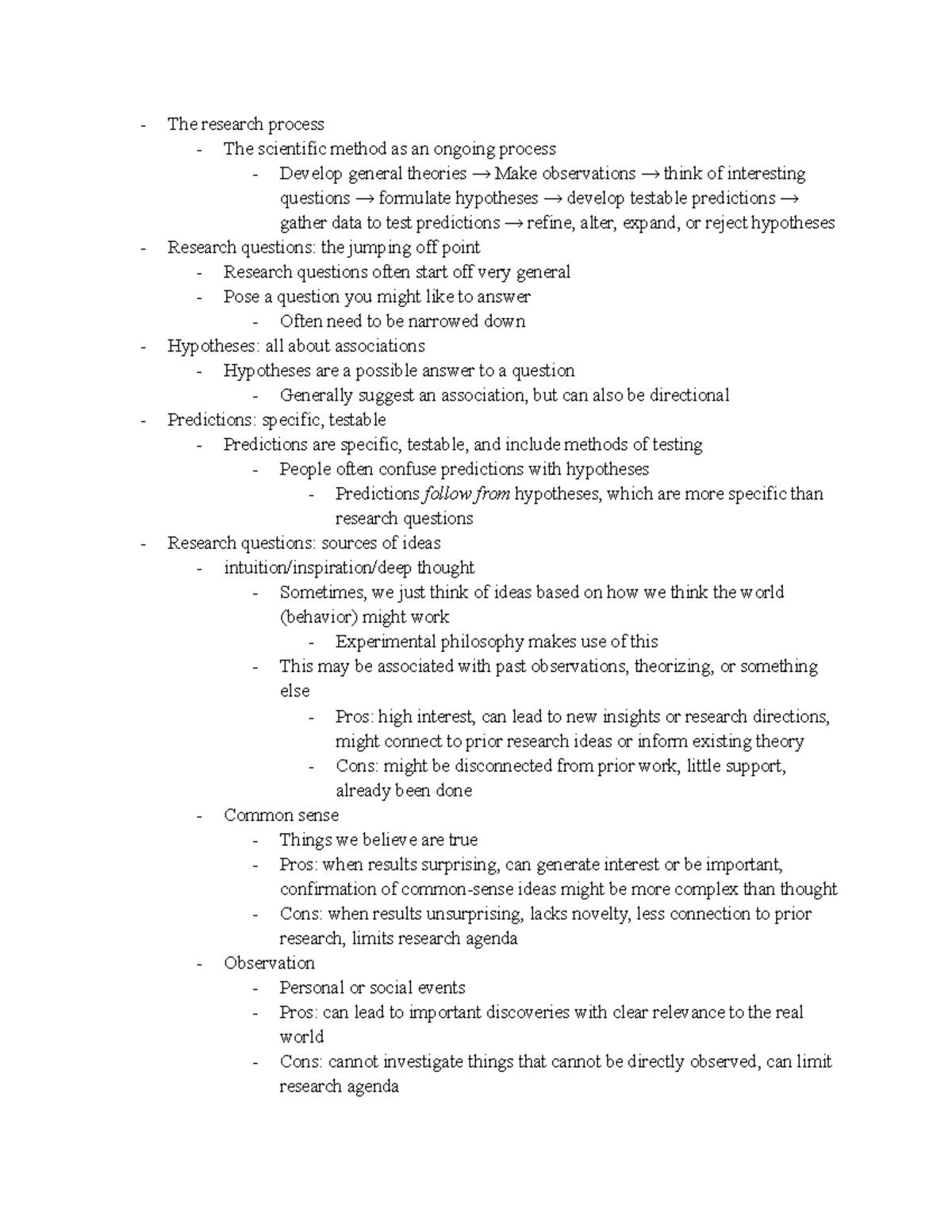Psyc 332 chapter 2 - Notes from online lecture - The research process ...