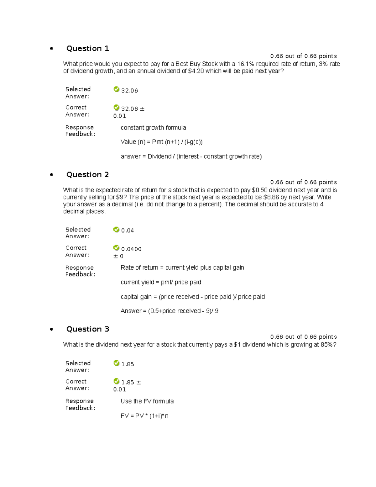 Chapter 9 test (stocks) - Question 1 0 out of 0 points What price would ...