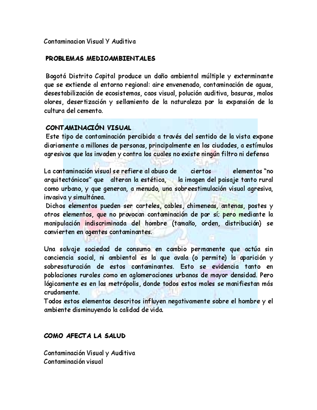 Contaminacion Visual - Medio ambiente - Contaminacion Visual Y Auditiva ...