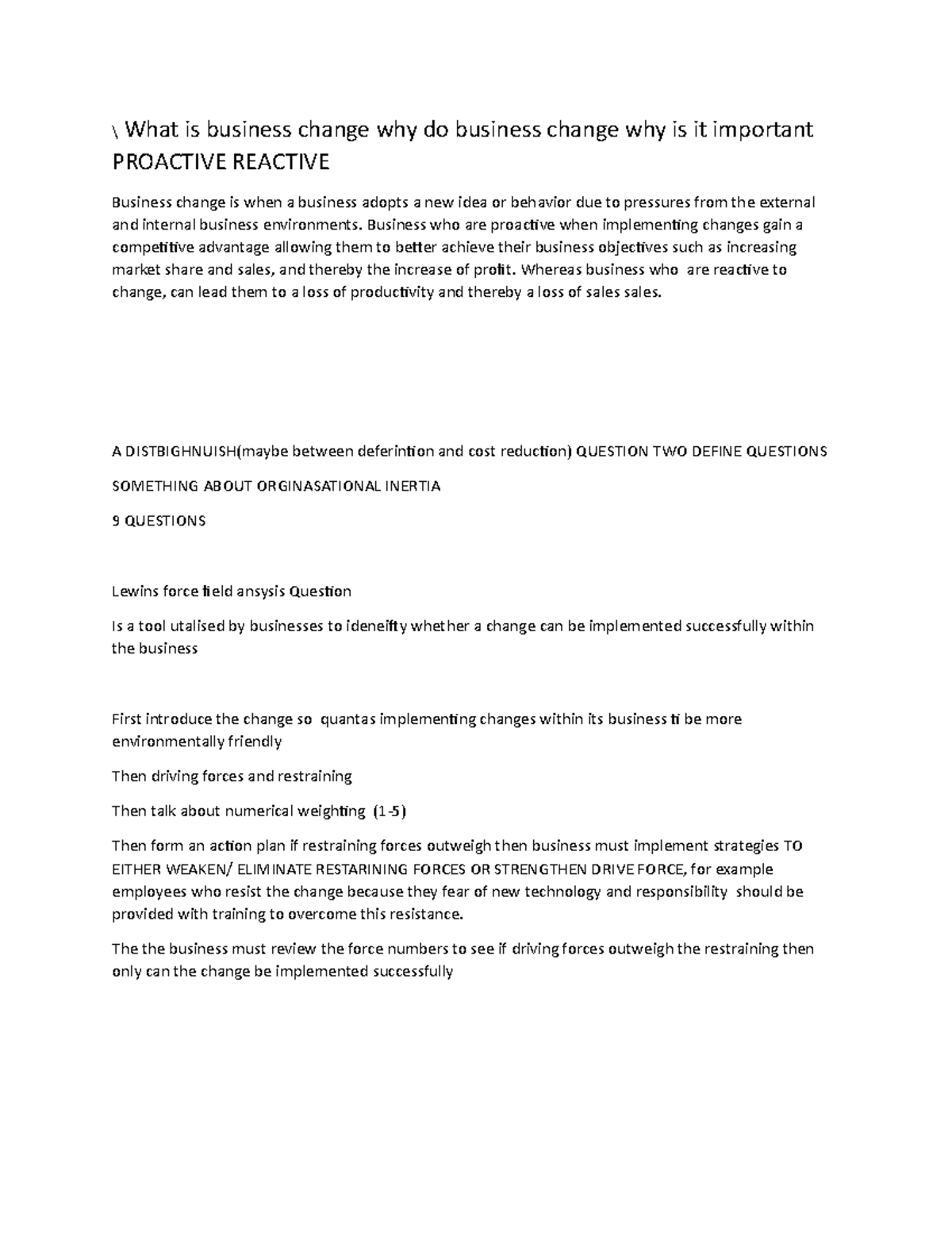 Business SAC UNIT 4 AOS 1 B - \ What is business change why do business ...