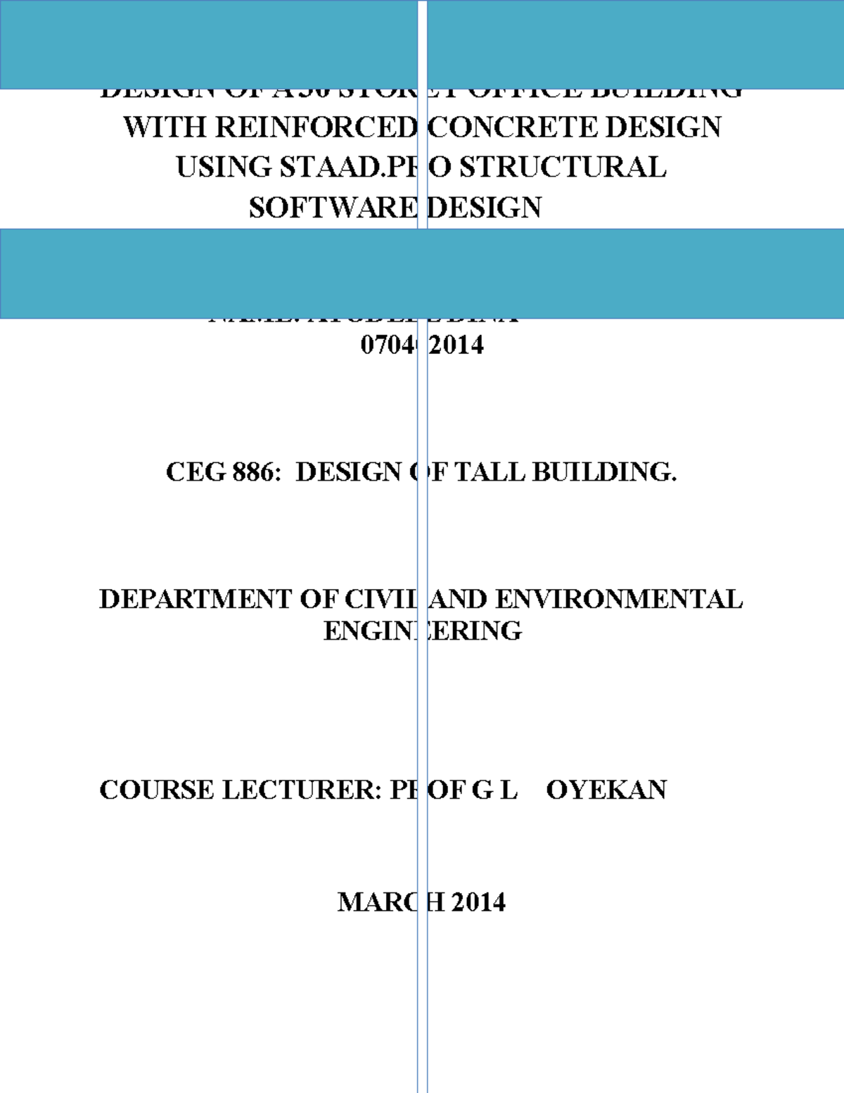 Pdfcoffee - nana - DESIGN OF A 30 STOREY OFFICE BUILDING WITH REINFORCED CONCRETE DESIGN USING ...
