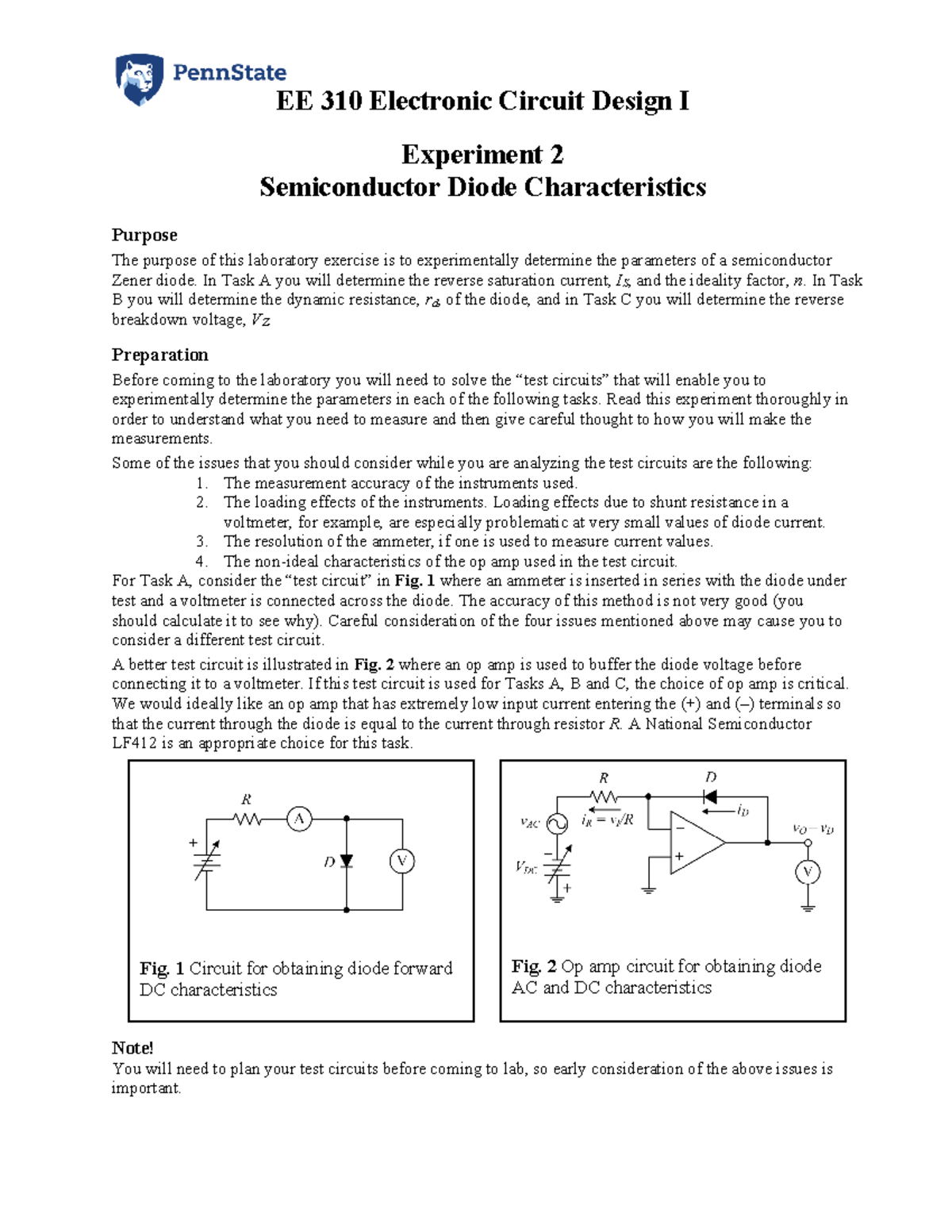Lab 2 - Lab 2 Instructions - EE 310 Electronic Circuit Design I ...