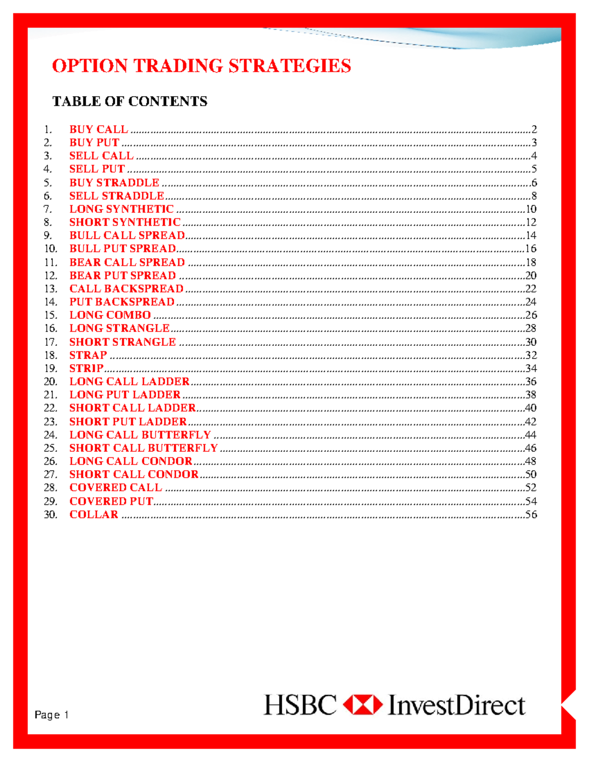 Option Trading Strategies - OPTION TRADING STRATEGIES TABLE OF CONTENTS ...