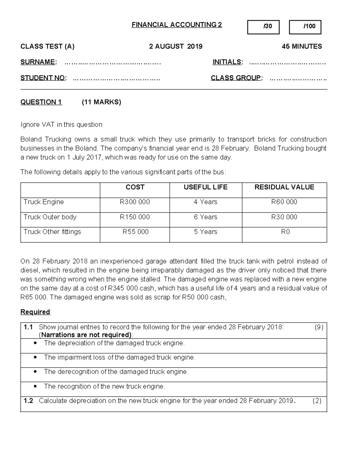 FA2 Class TEST A 2 AUG 2019 Adjusted - FINANCIAL ACCOUNTING 2 CLASS ...