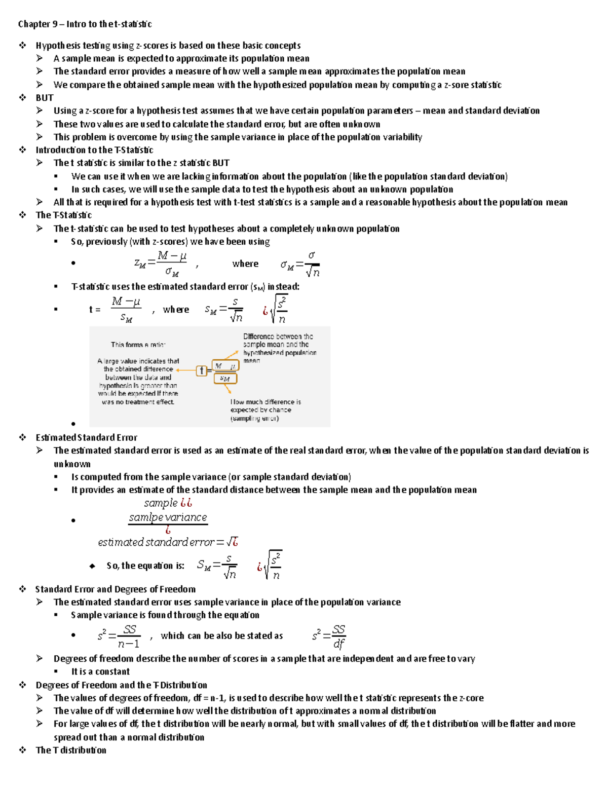 Chapter 9 - Lecture notes 9 - Chapter 9 Intro to the Hypothesis testing ...