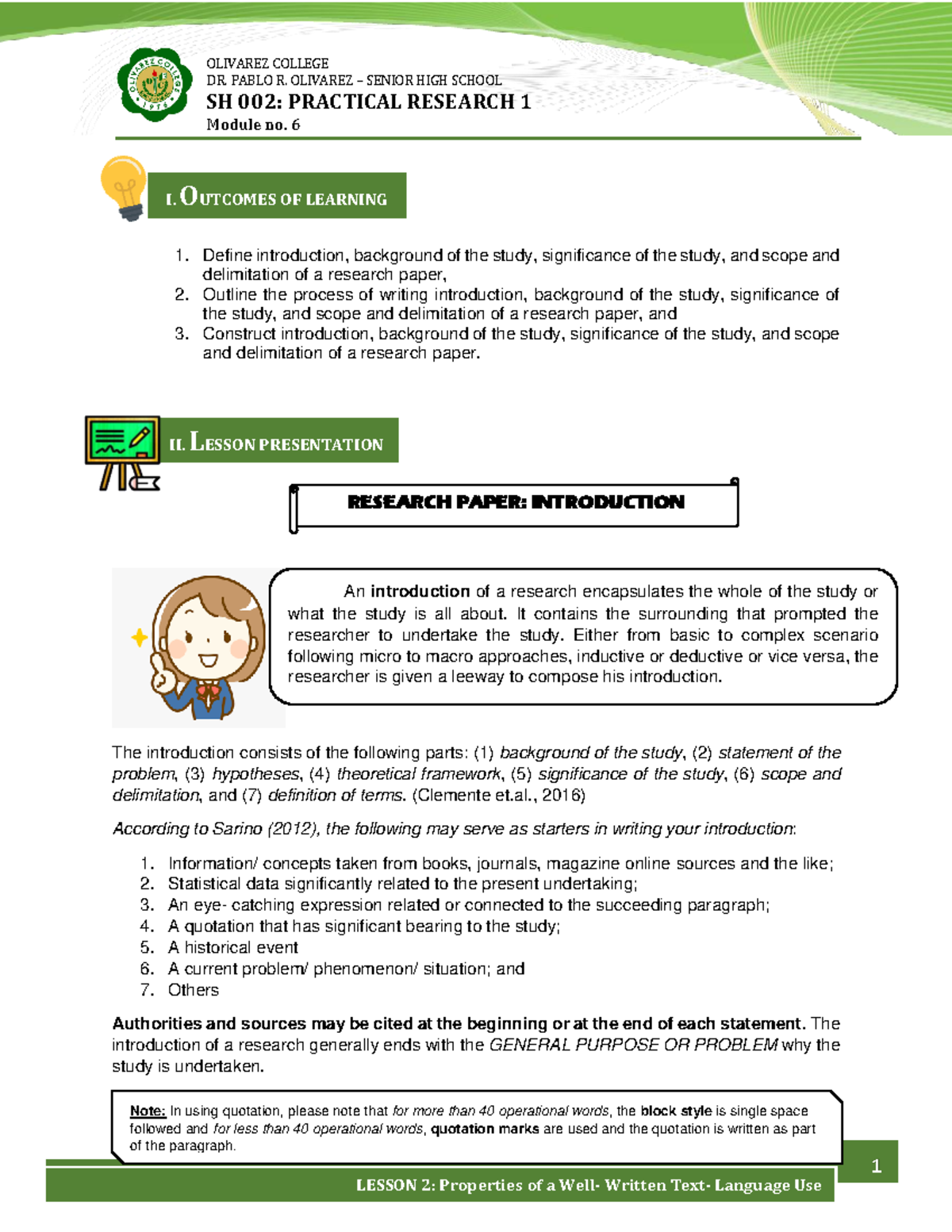 Lesson 6 Introduction of Research Paper 101 - Studocu