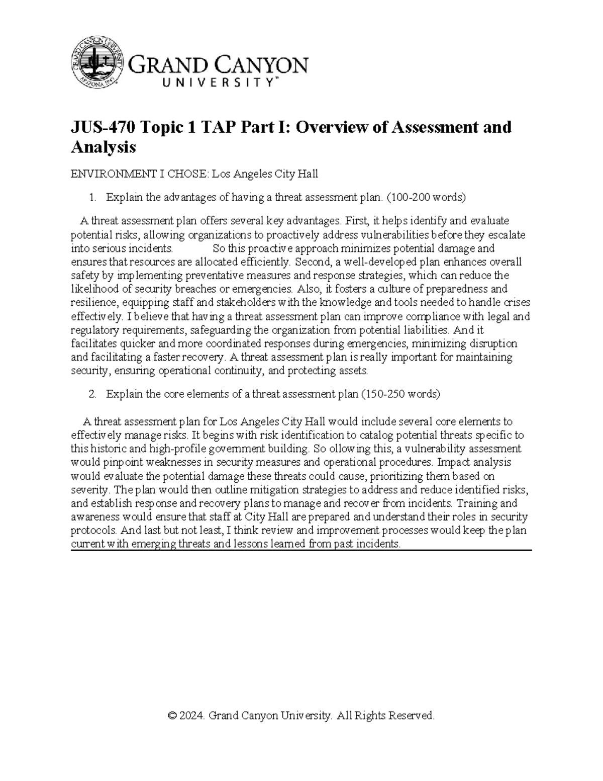 Topic number one assignment - JUS-470 Topic 1 TAP Part I: Overview of ...