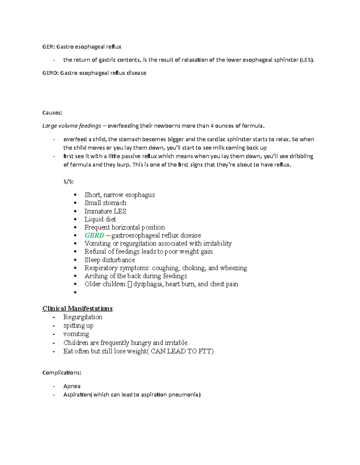 GER and GERD - notes - GER: Gastro esophageal reflux - the return of ...