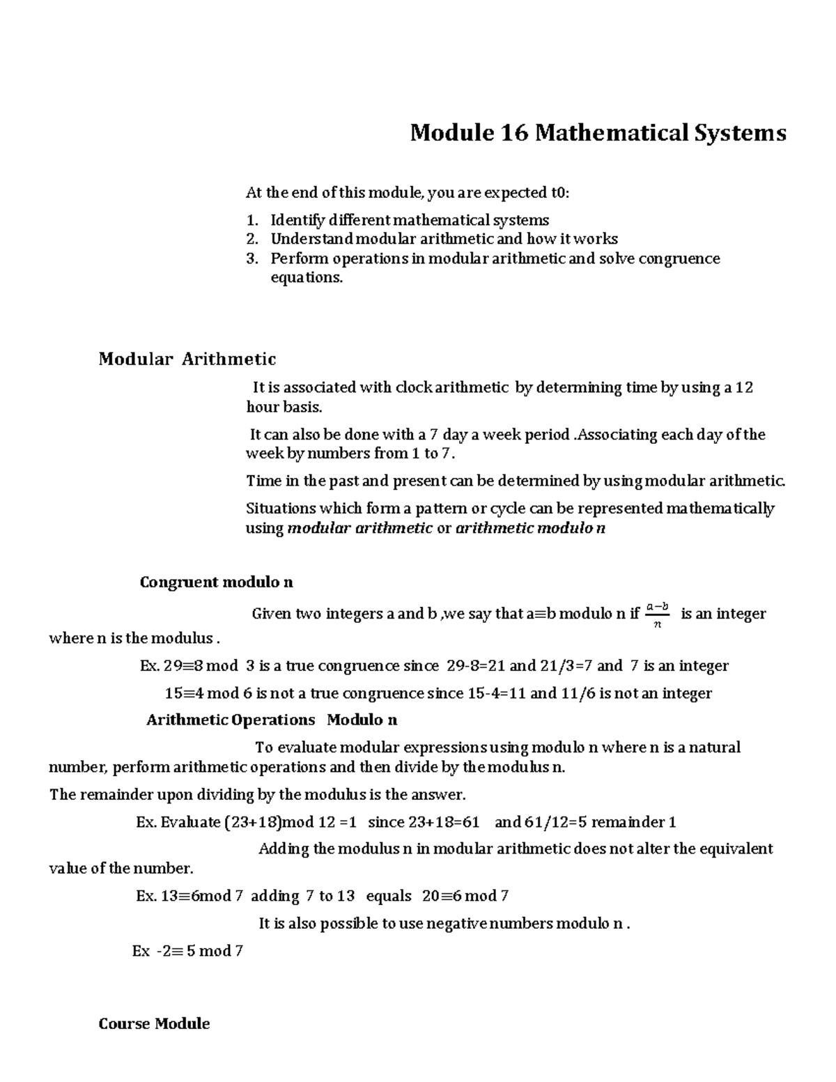 W13- Module 015 Mathematical Systems - Course Module Module 16 ...