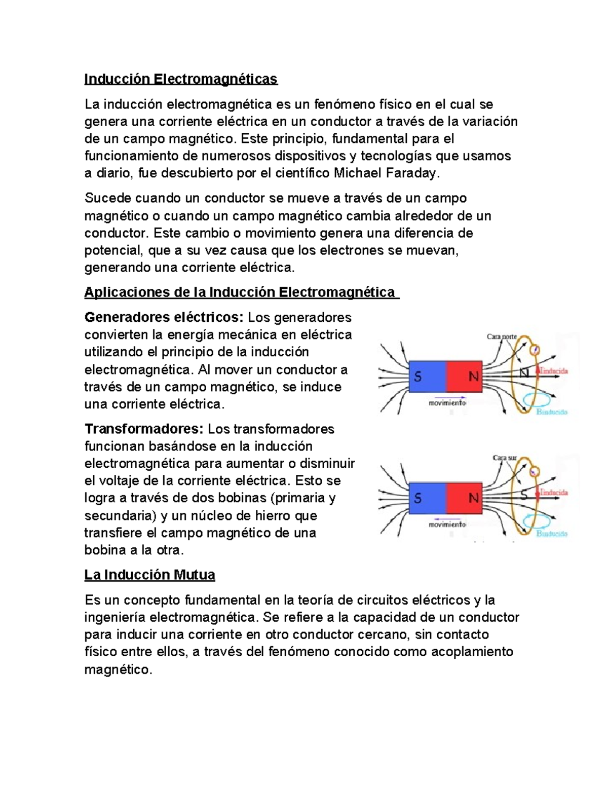 Inducción Electromagnéticas - Inducción Electromagnéticas La inducción ...