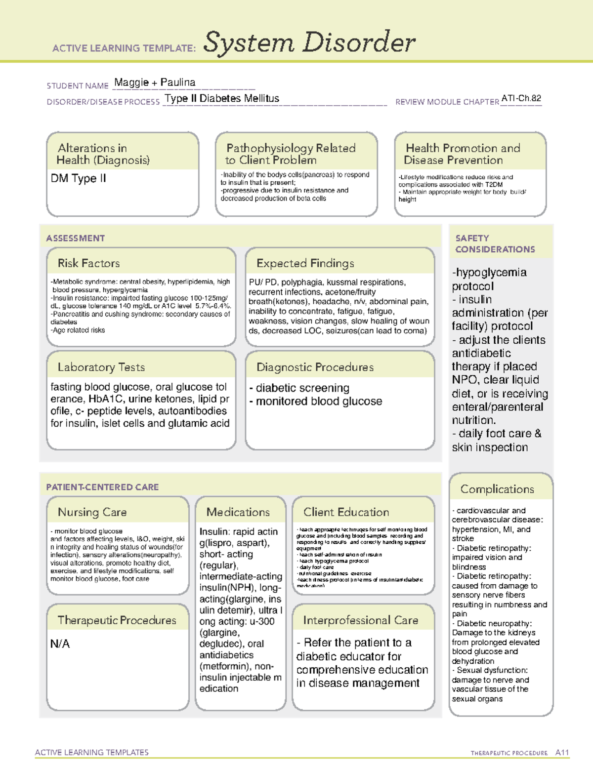 Diabetes presentation - ACTIVE LEARNING TEMPLATES TherapeuTic procedure ...
